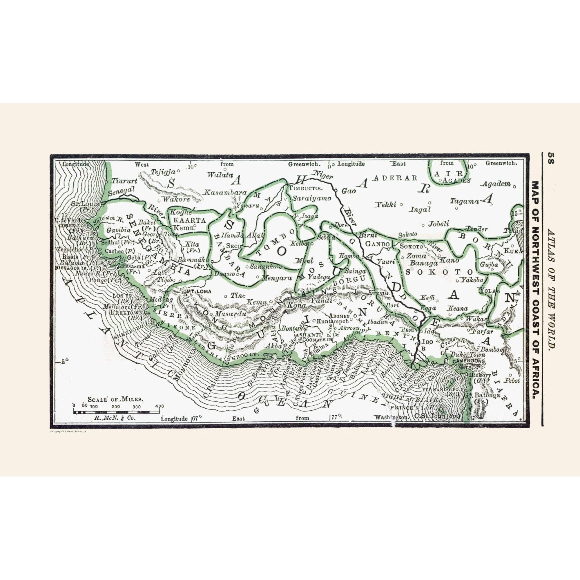 Historic Map - Africa North West Coast - Alden 1886 - 35.74 x 23 ...