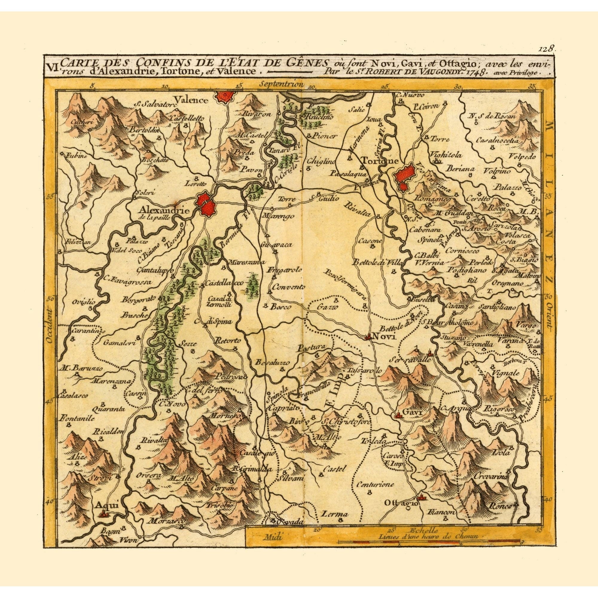 Historic Map - Alessandria Province Italy - Robert 1748 - 23.92 x 23 ...
