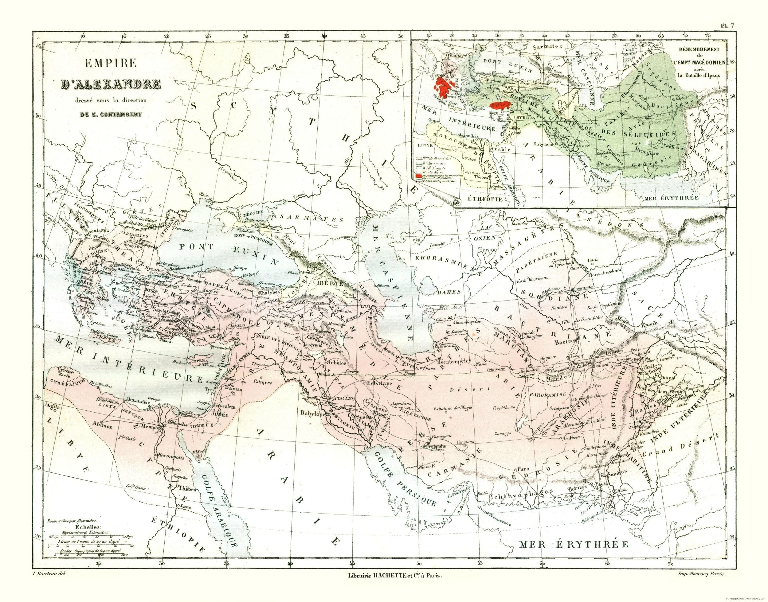 Historic Map - Alexanders Empire - Cortambert 1880 - 29.32 x 23 ...