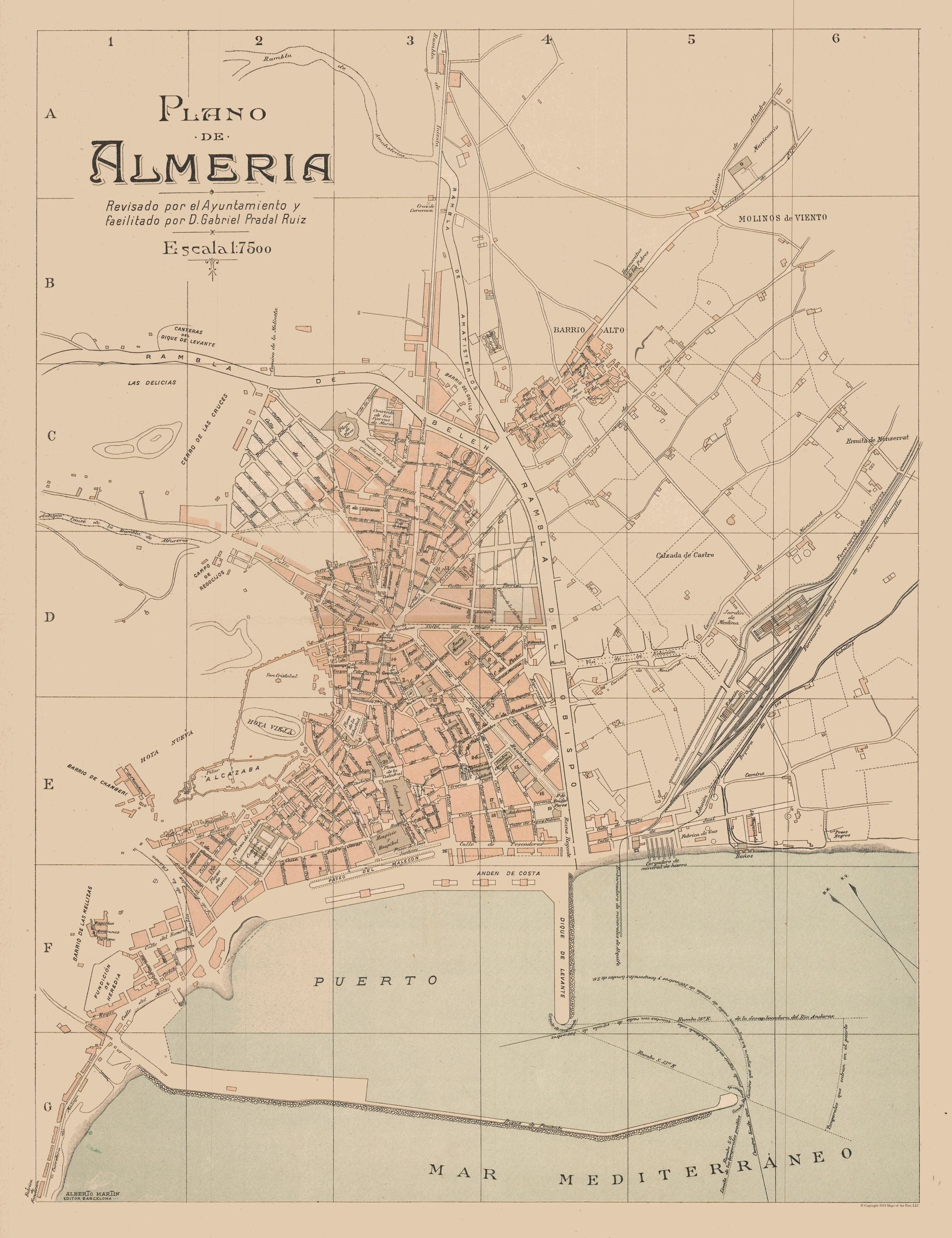 Historic Map - Almeria Spain - Martin 1897 - 23 x 29.90 - Vintage Wall ...