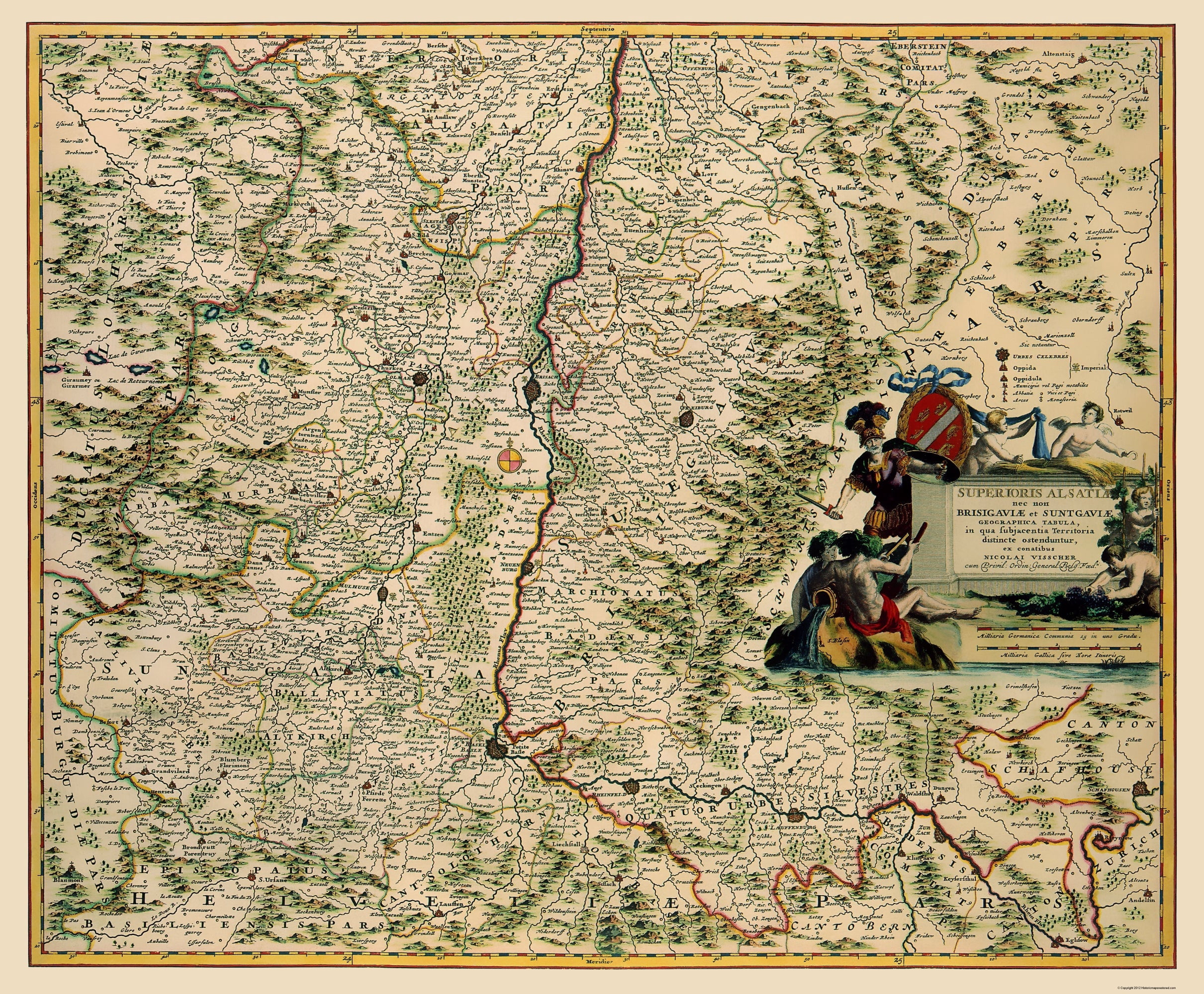 Historic Map - Alsace Region France - Visscher 1681 - 23 x 27.84 ...
