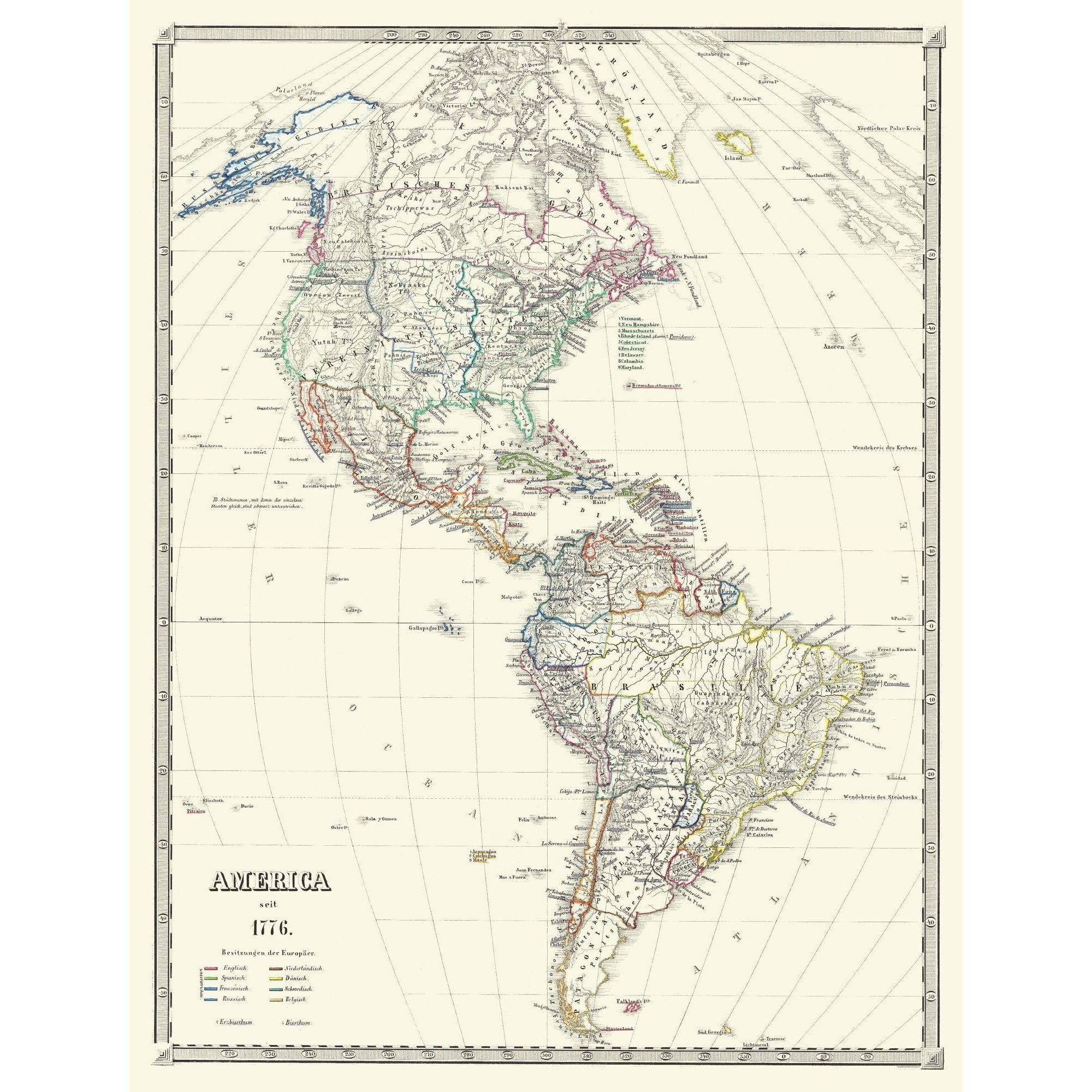Historic Map - America - Spruner 1776 - 23 x 30.14 - Vintage Wall Art ...