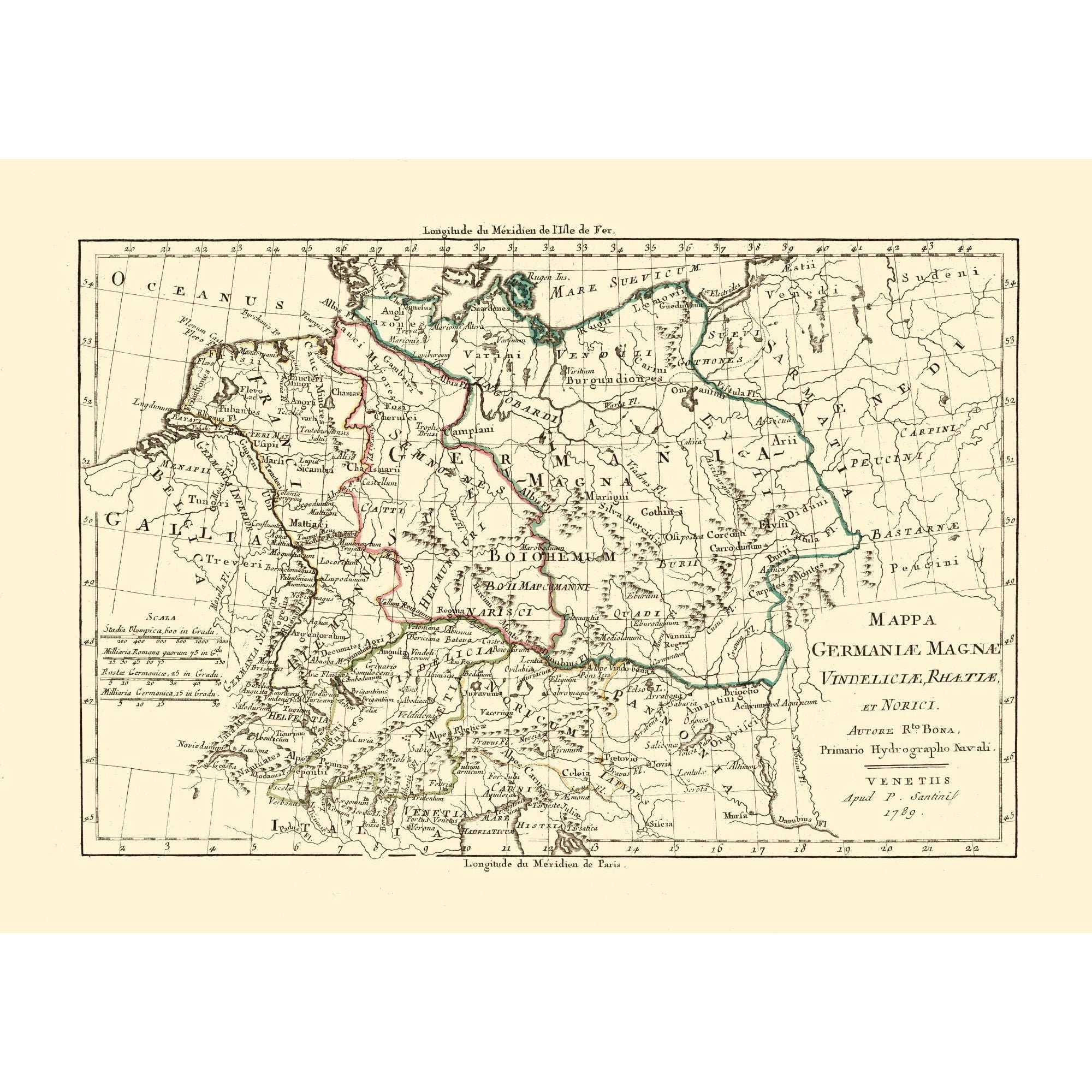 Historic Map - Ancient Germany - Santini 1794 - 32.43 x 23 - Vintage ...
