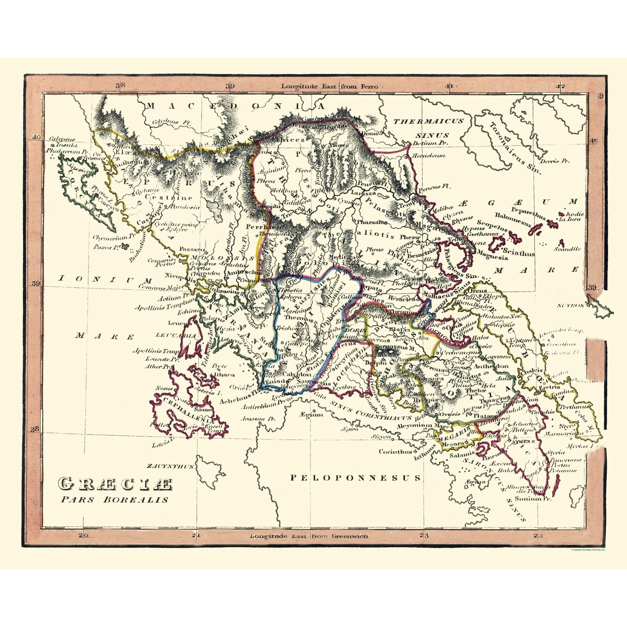 Historic Map - Ancient Greece Northern - Fenner 1830 - 28.18 x 23 ...