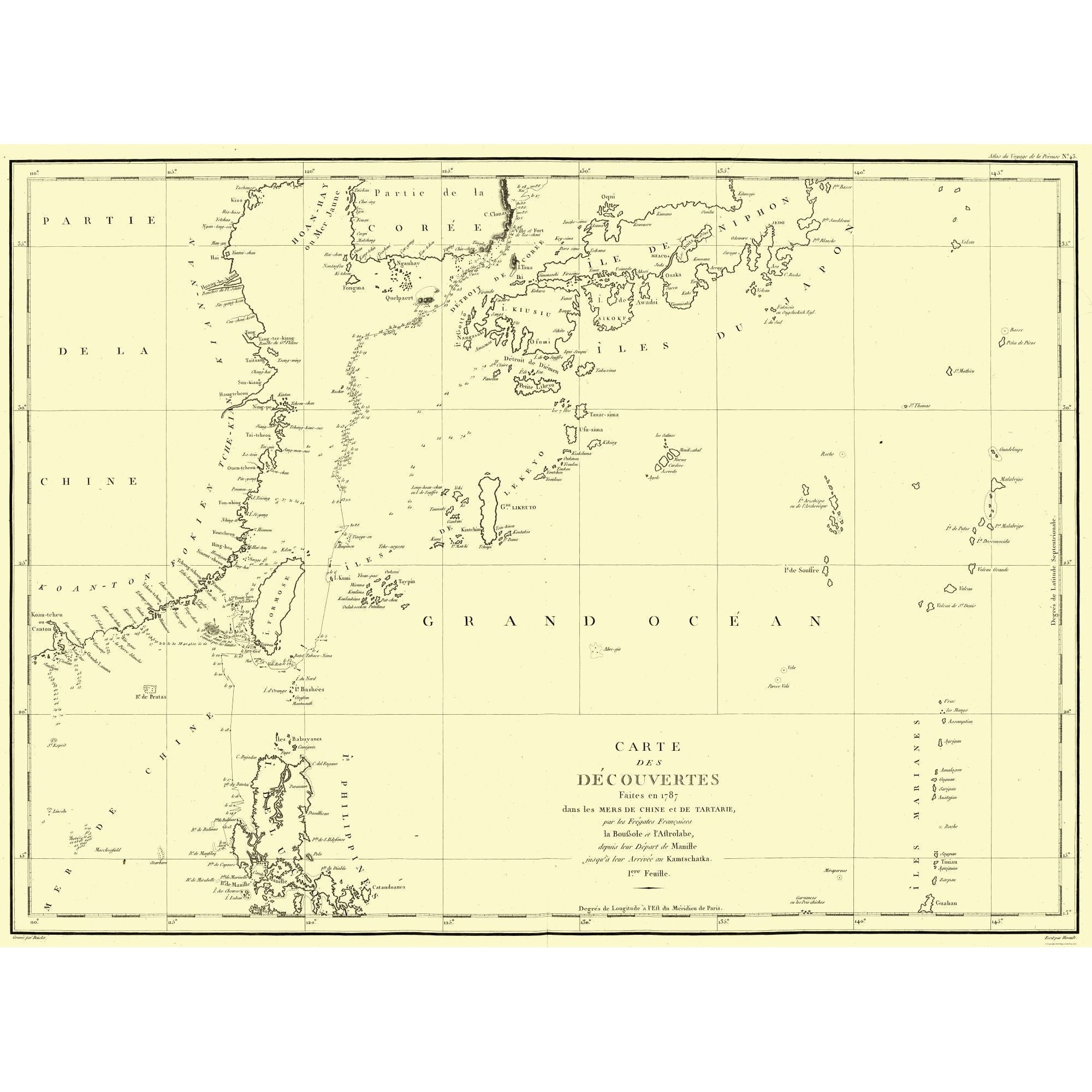 Historic Map - Asia Chart of Discoveries - Boufsol 1787 - 31.27 x 23 ...