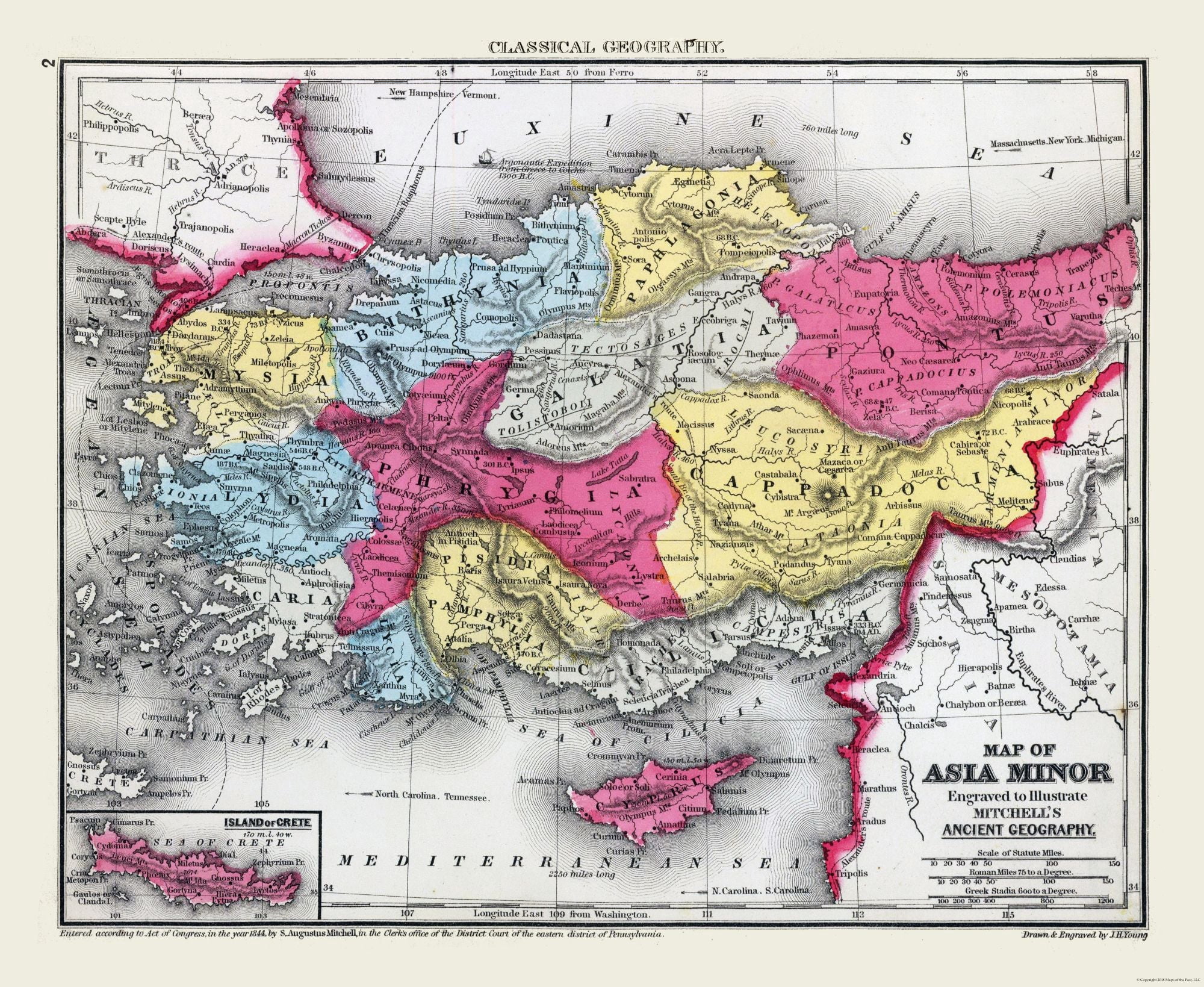 Historic Map - Asia Minor - Mitchell 1844 - 28.06 x 23 - Vintage Wall ...