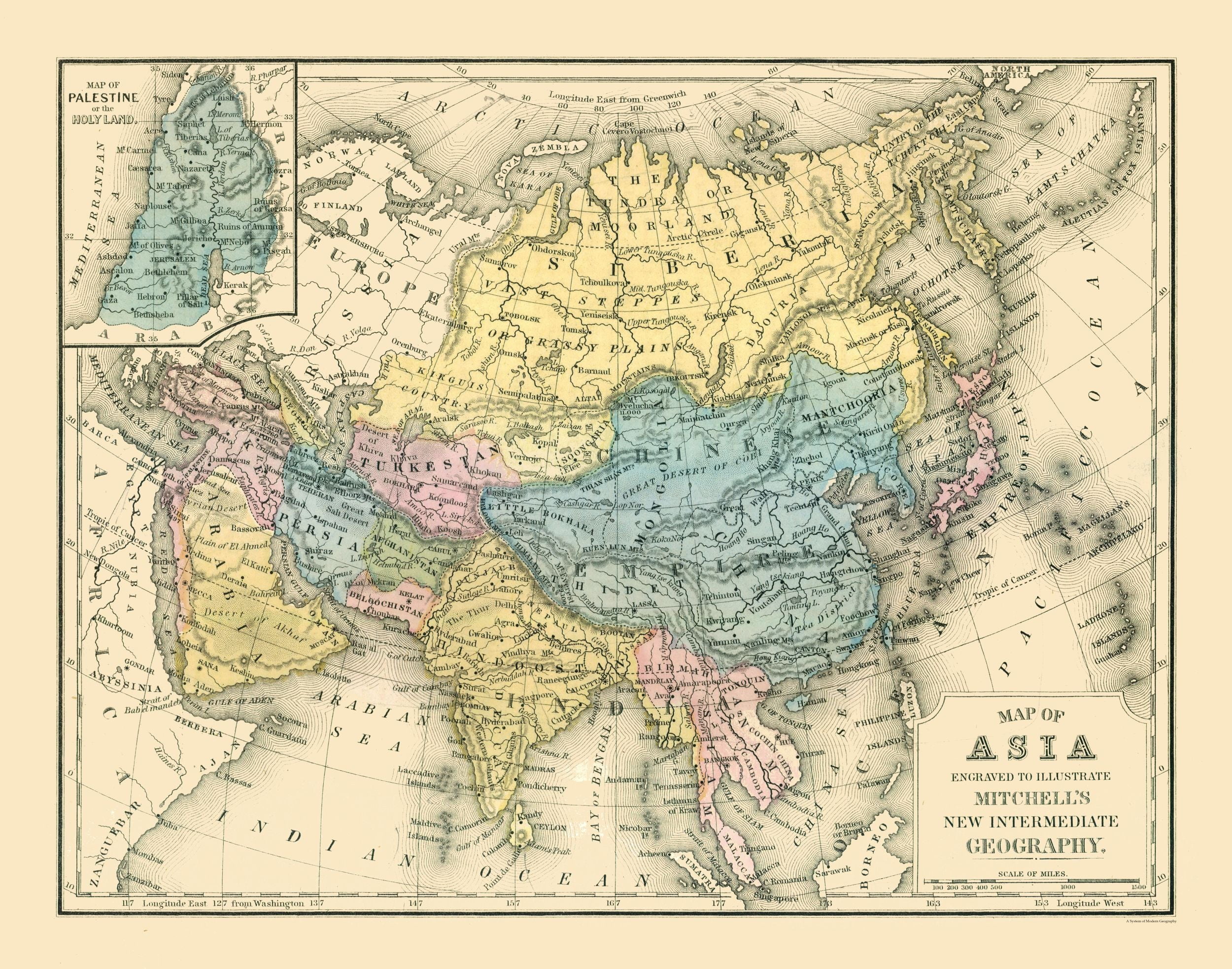 Historic Map - Asia - Mitchell 1869 - 29.25 x 23 - Vintage Wall Art ...