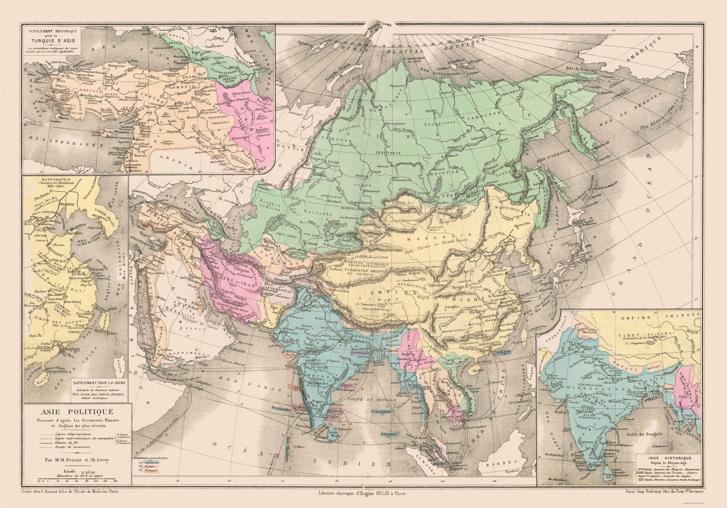 Historic Map - Asia Political - Drioux 1882 - Vintage Wall Art ...