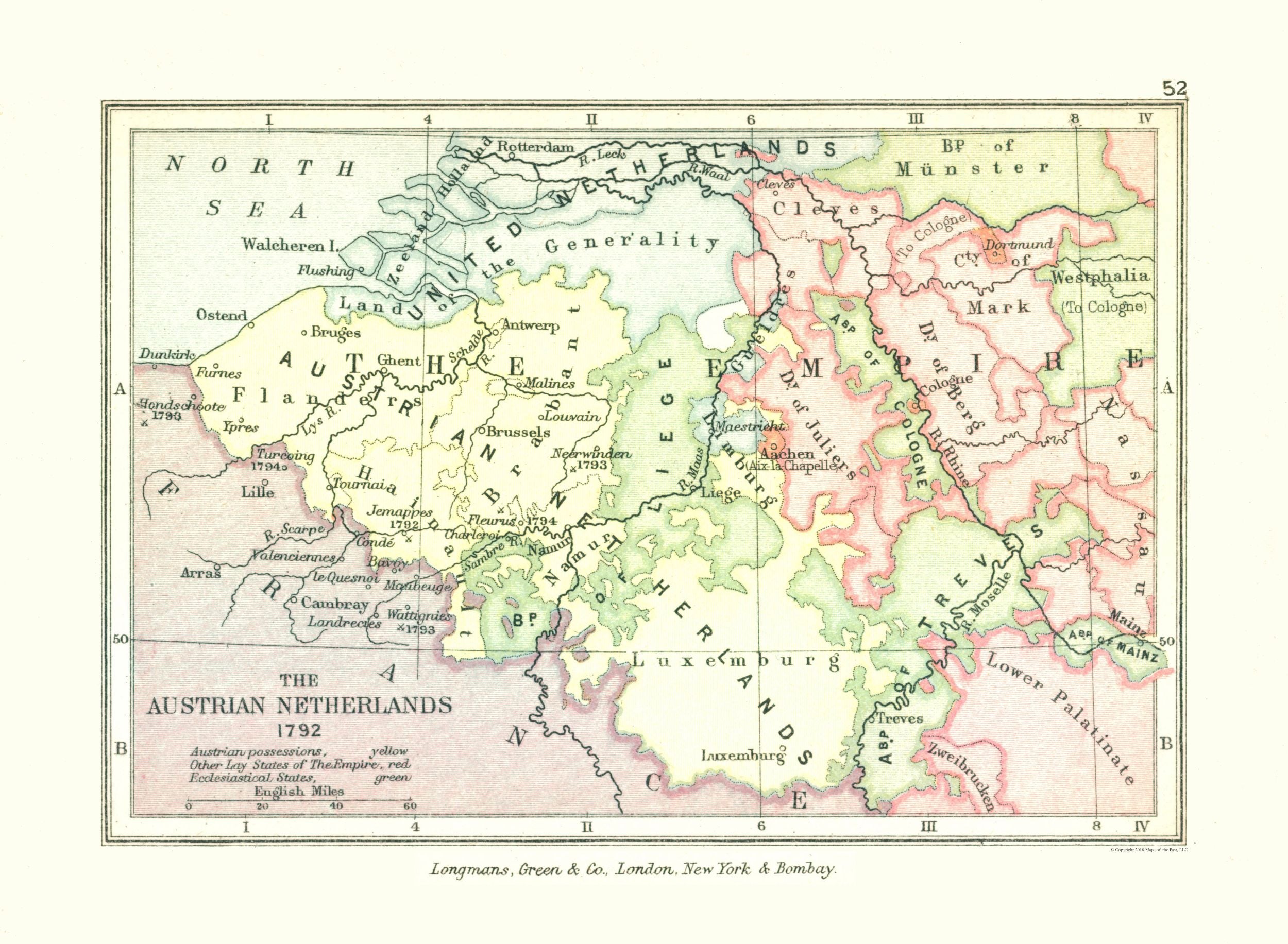 Historic Map - Austrian Netherlands Belgium Luxembourg 1792 - Gardiner ...