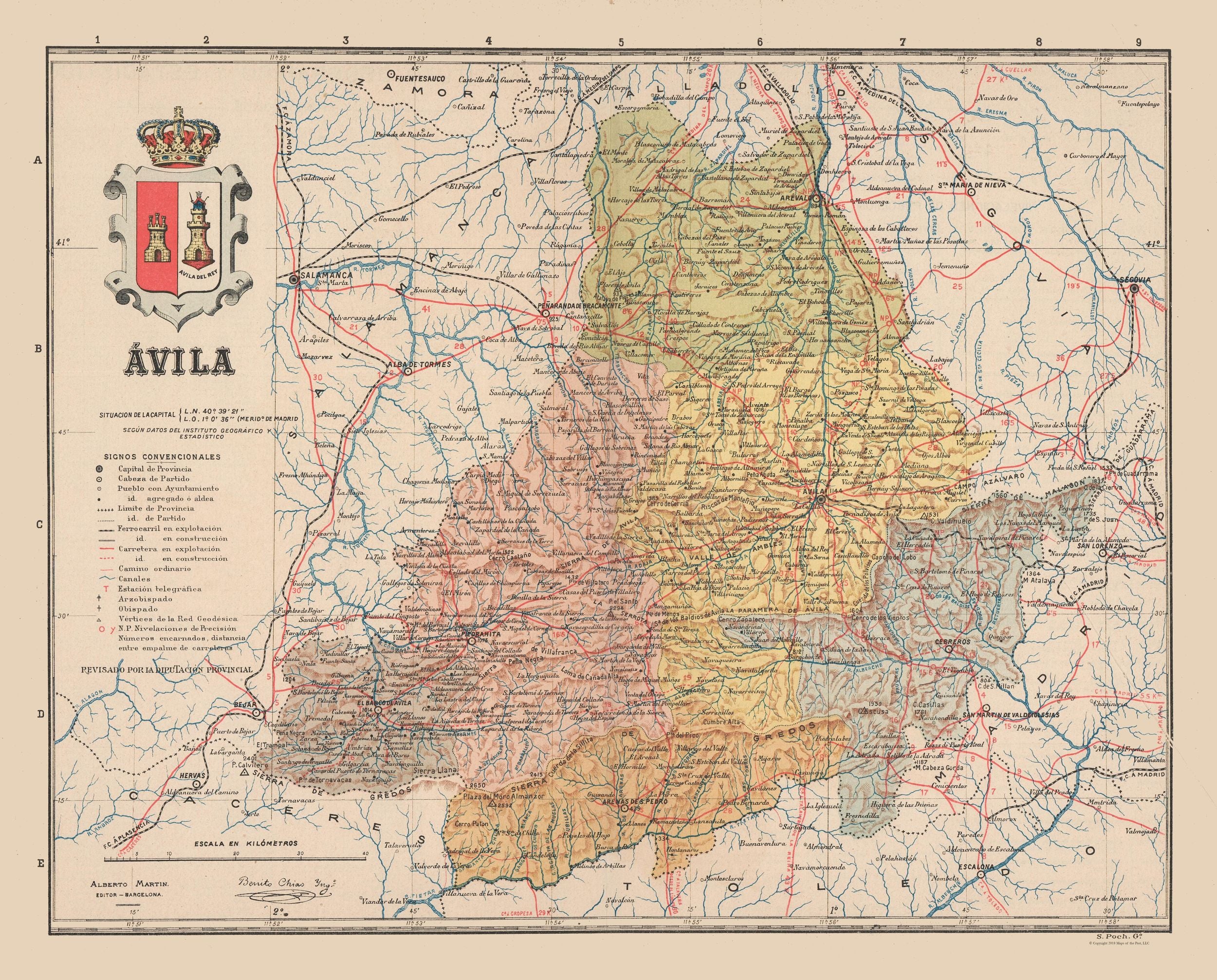 Historic Map - Avila Spain - Martin 1911 - 28.57 x 23 - Vintage Wall ...