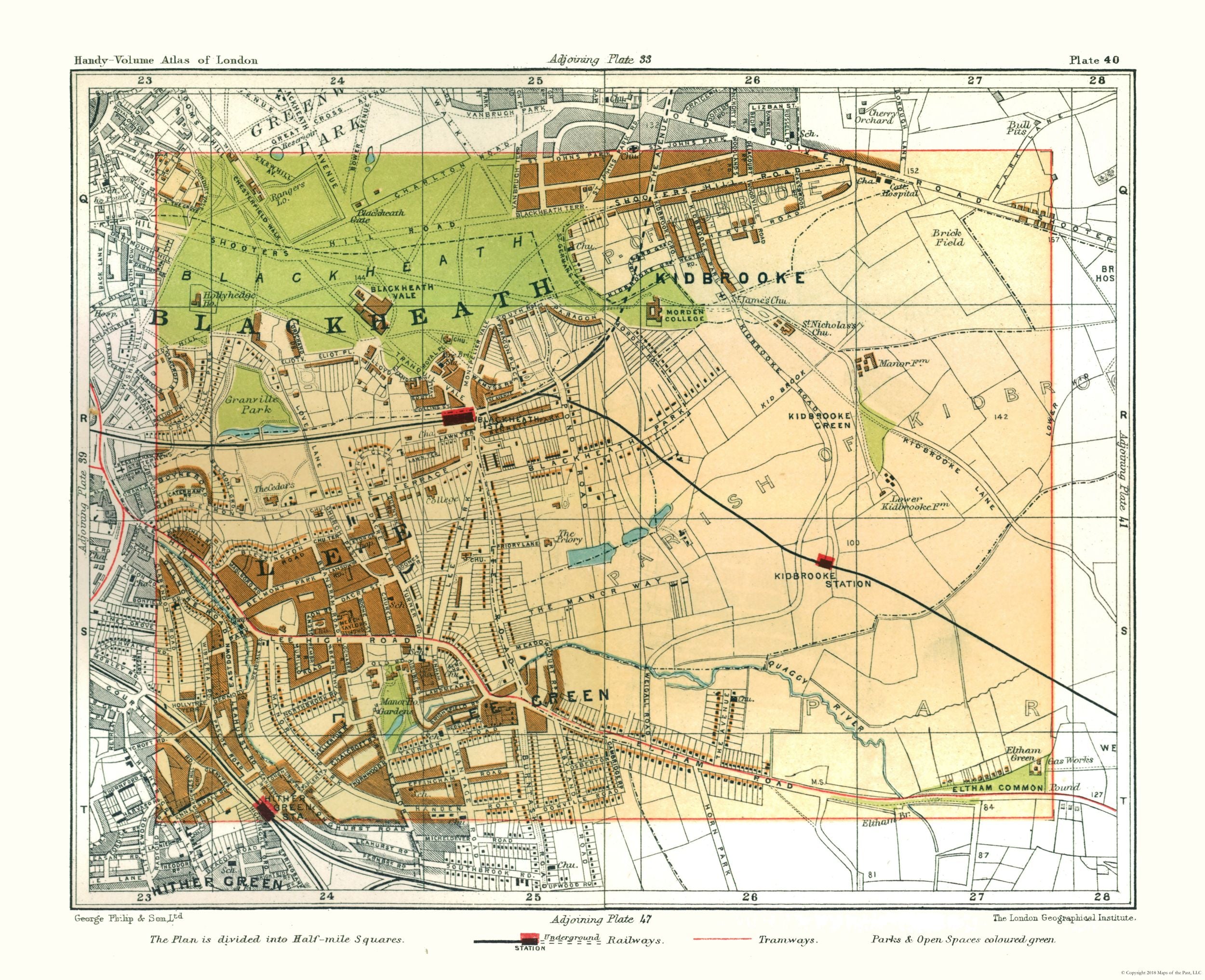 Historic Map - Blackheath London England - Philip 1904 - 28.26 x 23 ...