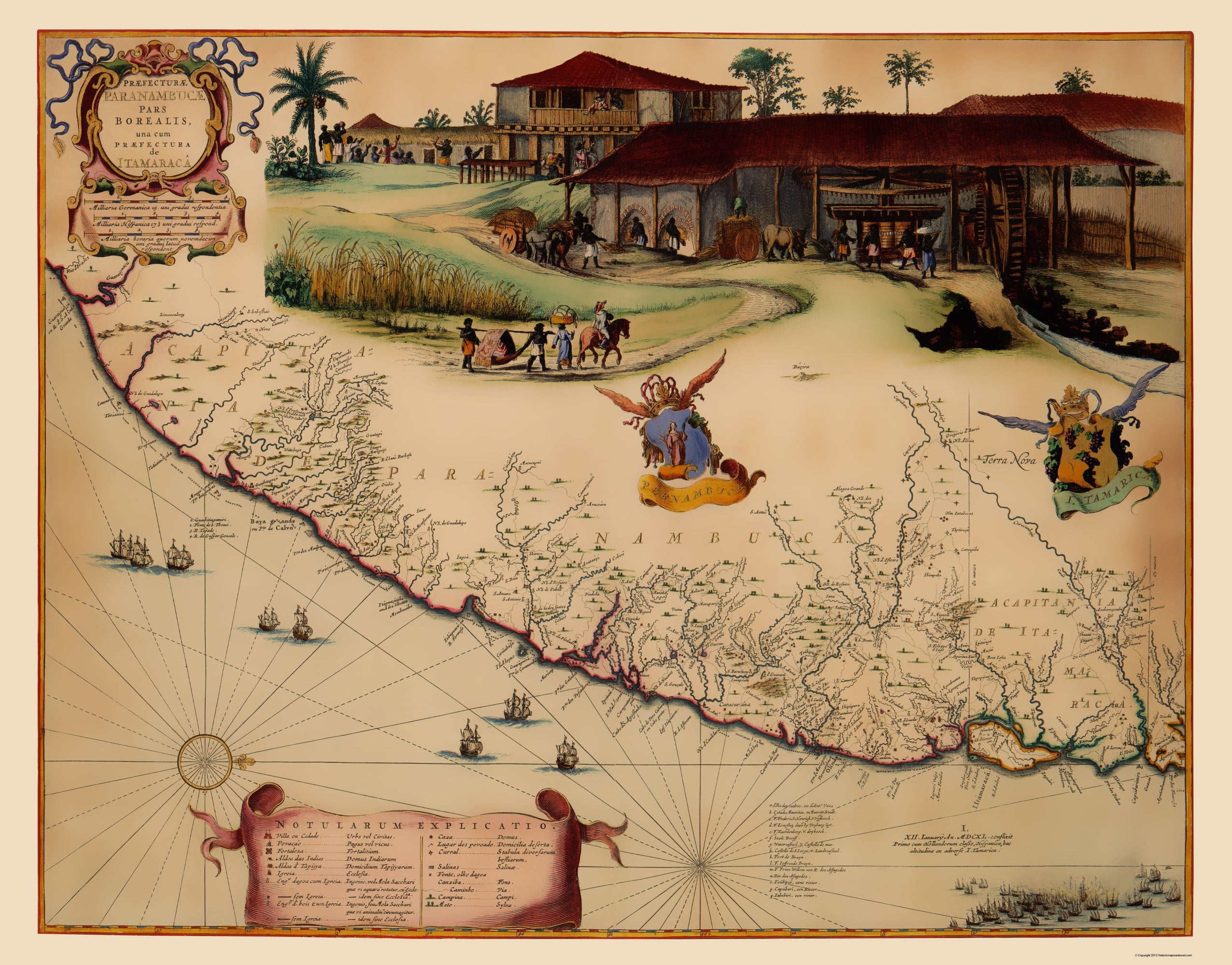 Historic Map - Brazil Coast - Blaeu 1662 - 23 x 29.35 - Vintage Wall ...