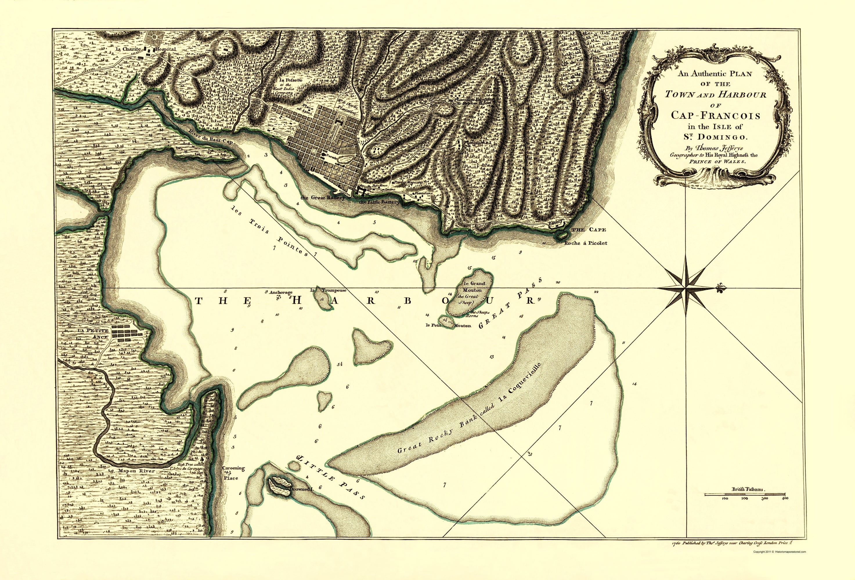 Historic Map - Cap Francois Isle Dominican Republic - Jeffreys 1760 ...