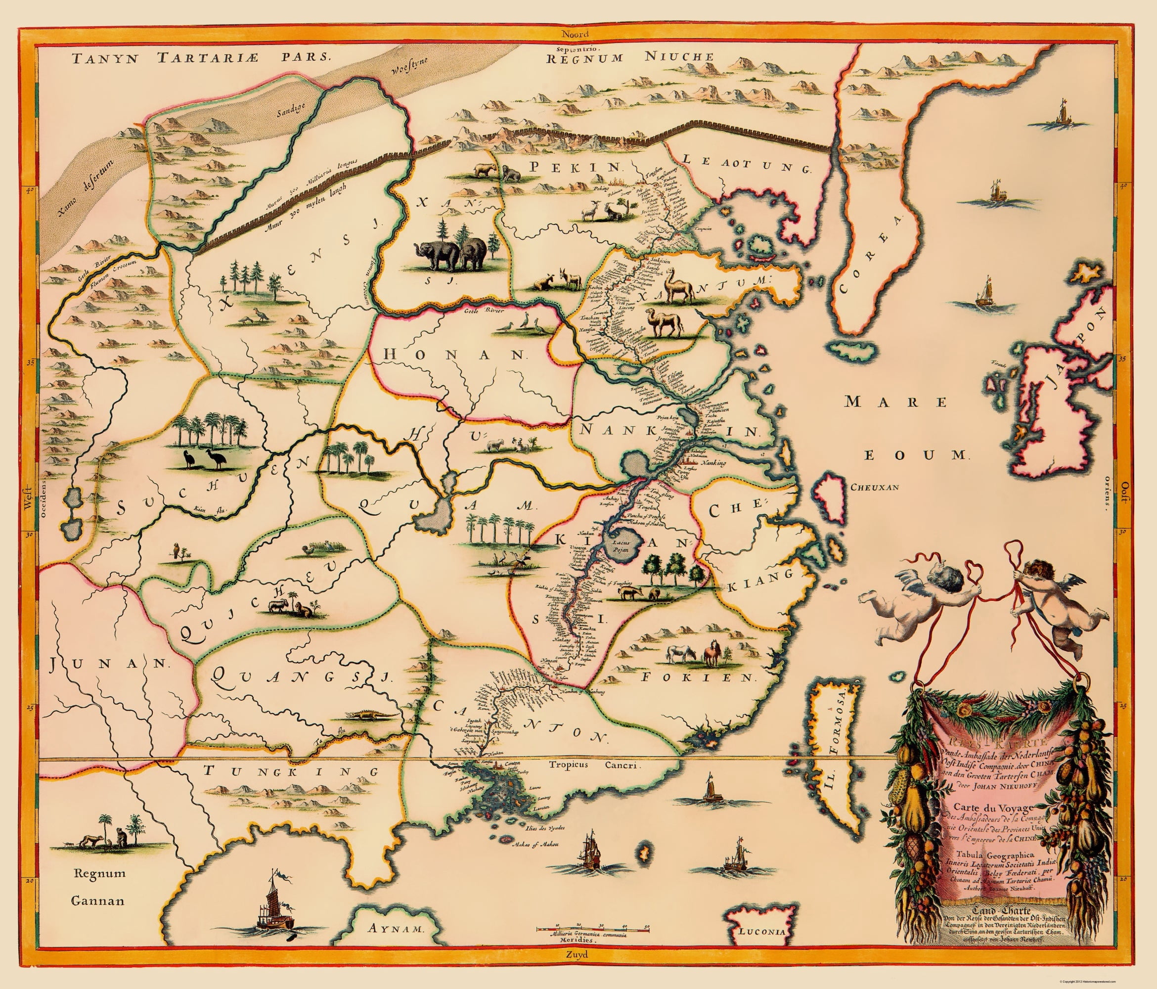 Historic Map - China Travel Route - Nieuhoff 1655 - 23 x 26.91 ...