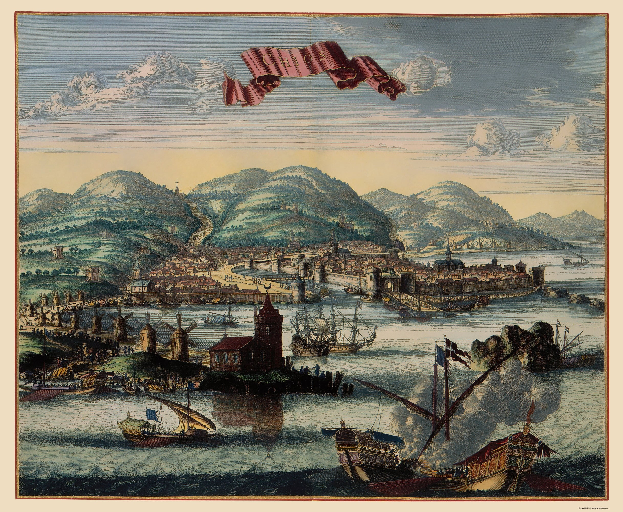 Historic Map - Chios Greece - Jansson 1657 - Vintage Wall Art - Walmart.com