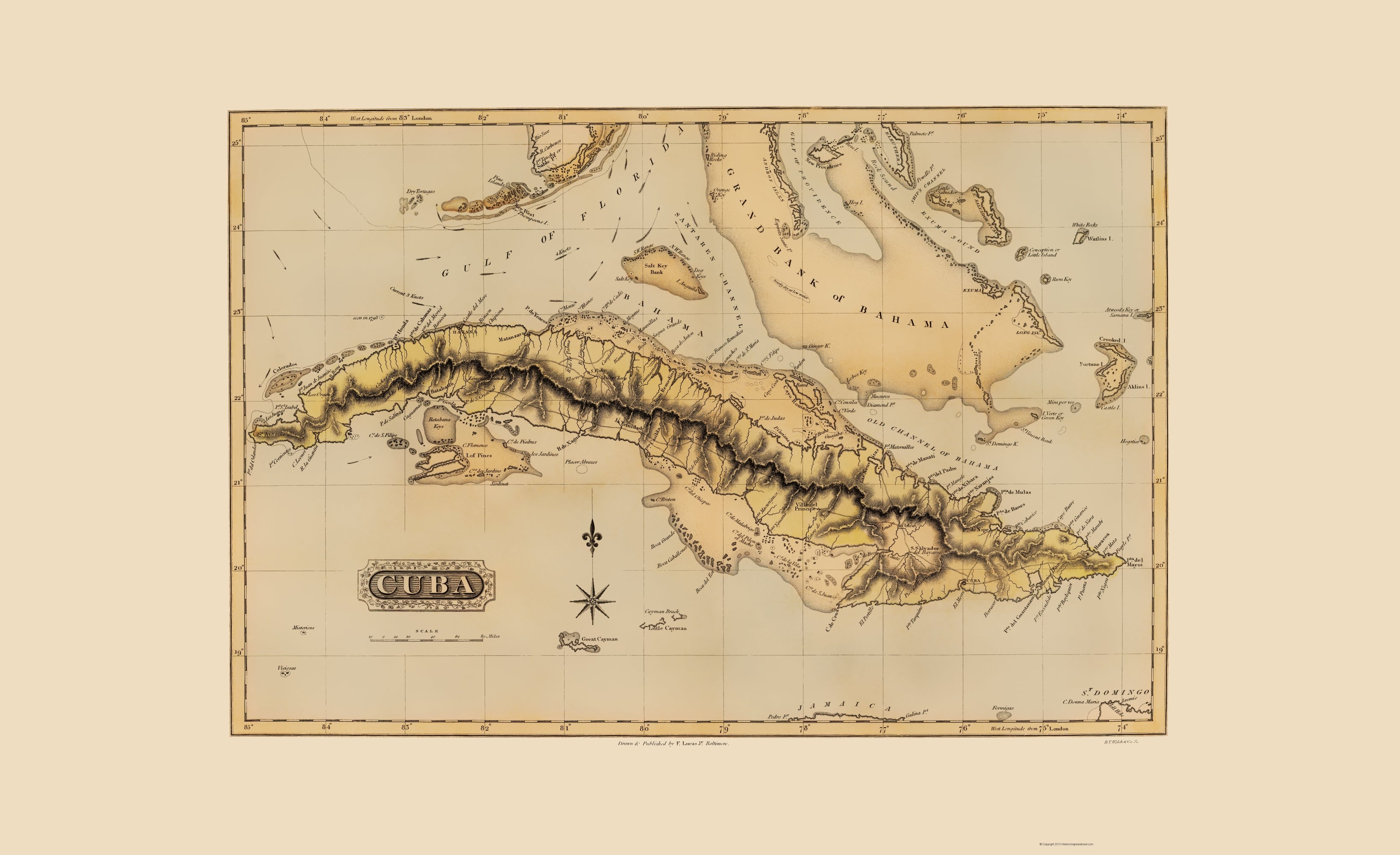 Historic Map - Cuba - Lucas 1823 - 23 x 37.68 - Vintage Wall Art ...
