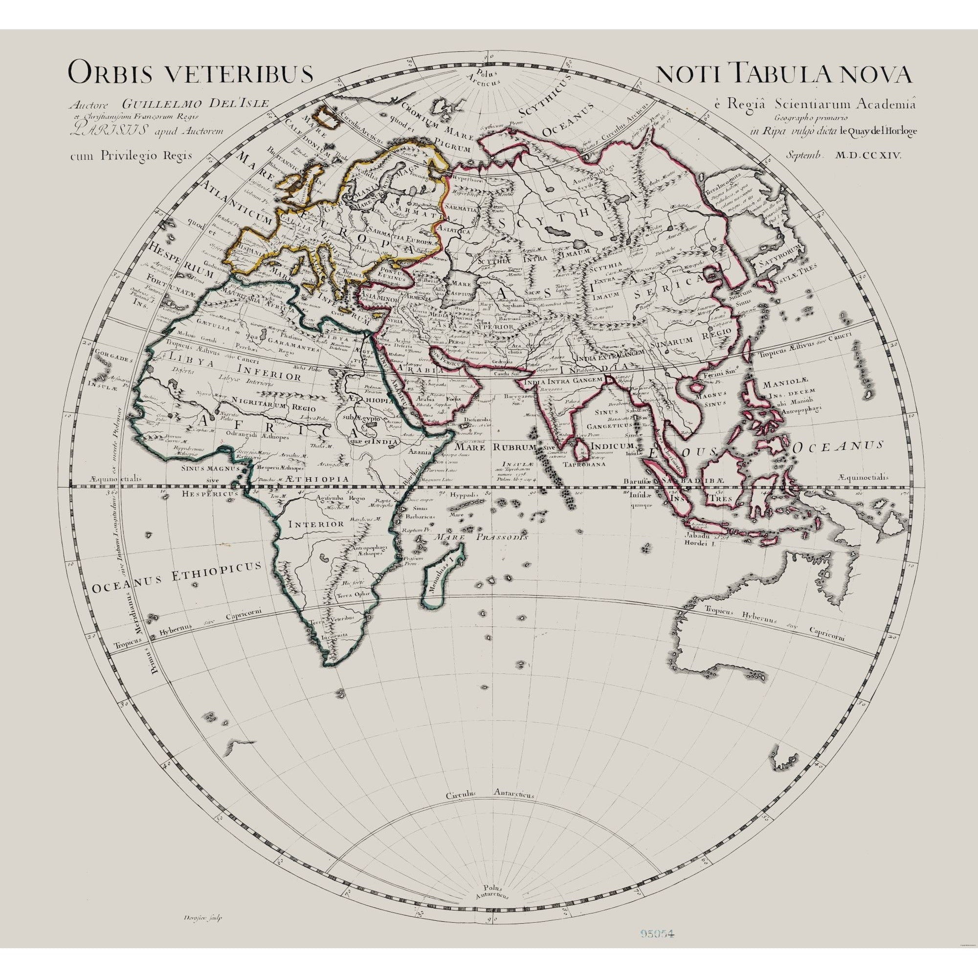 Historic Map - Eastern Hemisphere -De L'isle 1731 - 24.48 x 23 - Vintage Wall Art - Walmart.com