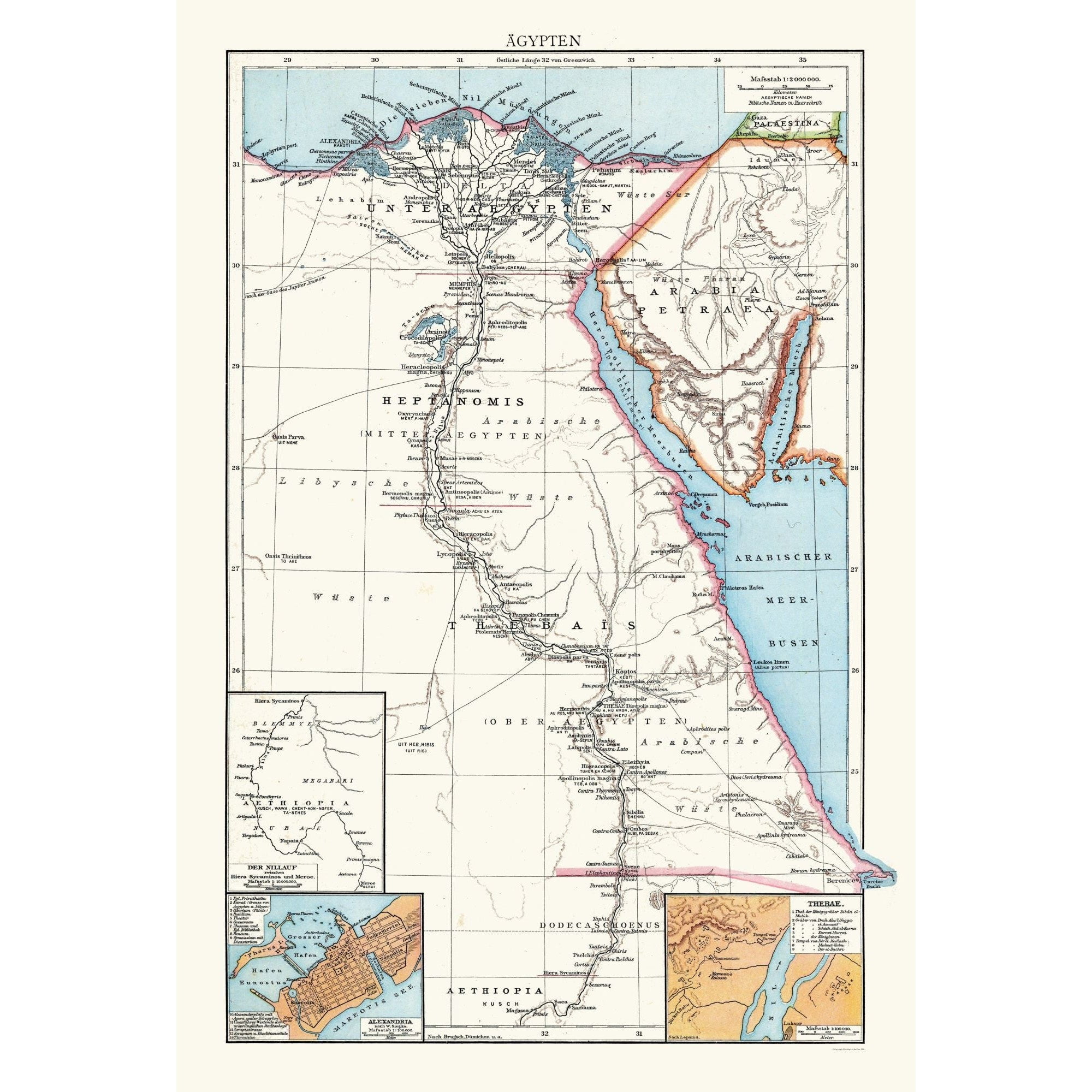 Historic Map - Egypt - Droysen 1886 - 23 x 33.97 - Vintage Wall Art ...