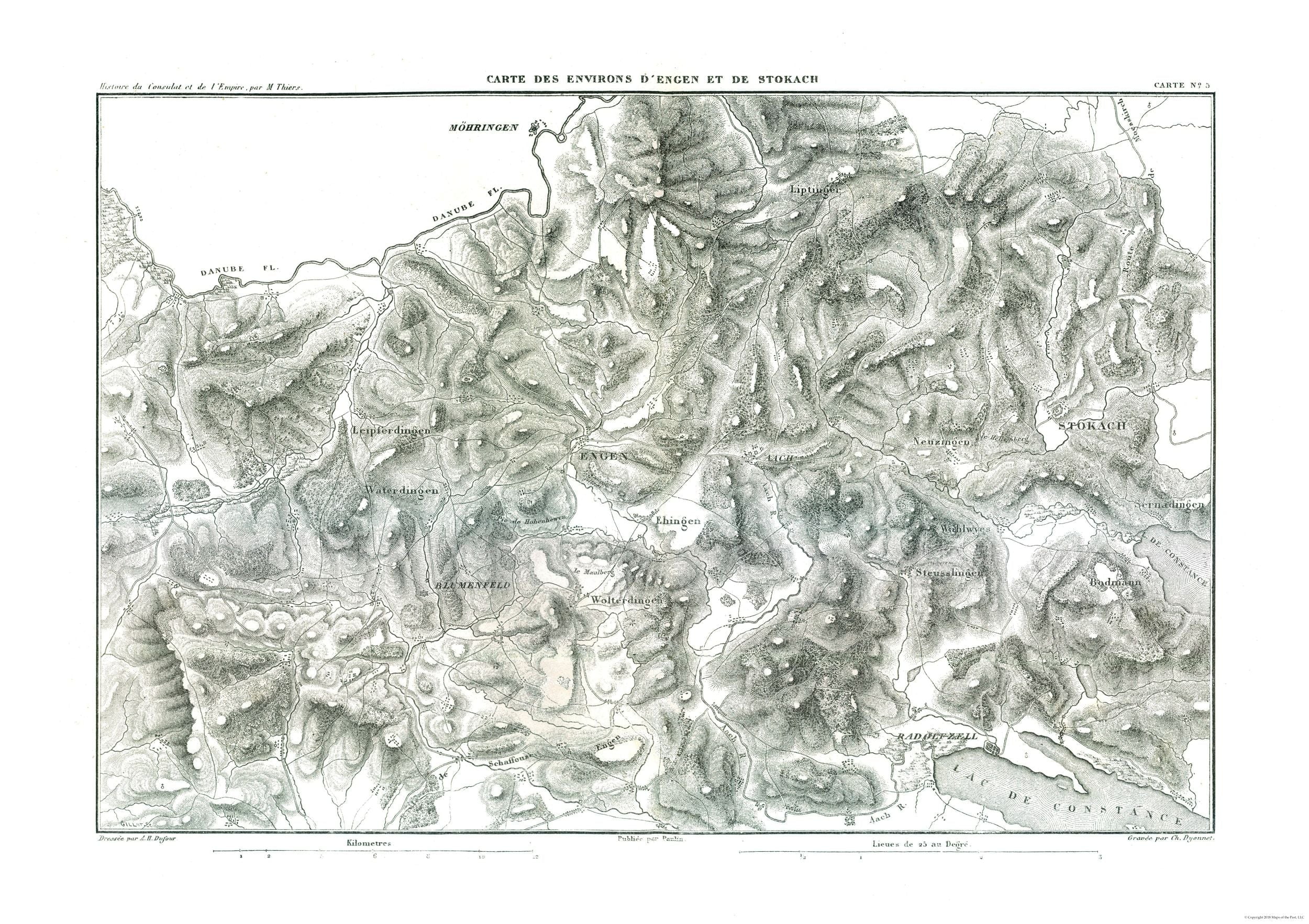Historic Map - Engen Stockach Germany - Thiers 1866 - 32.57 x 23 ...