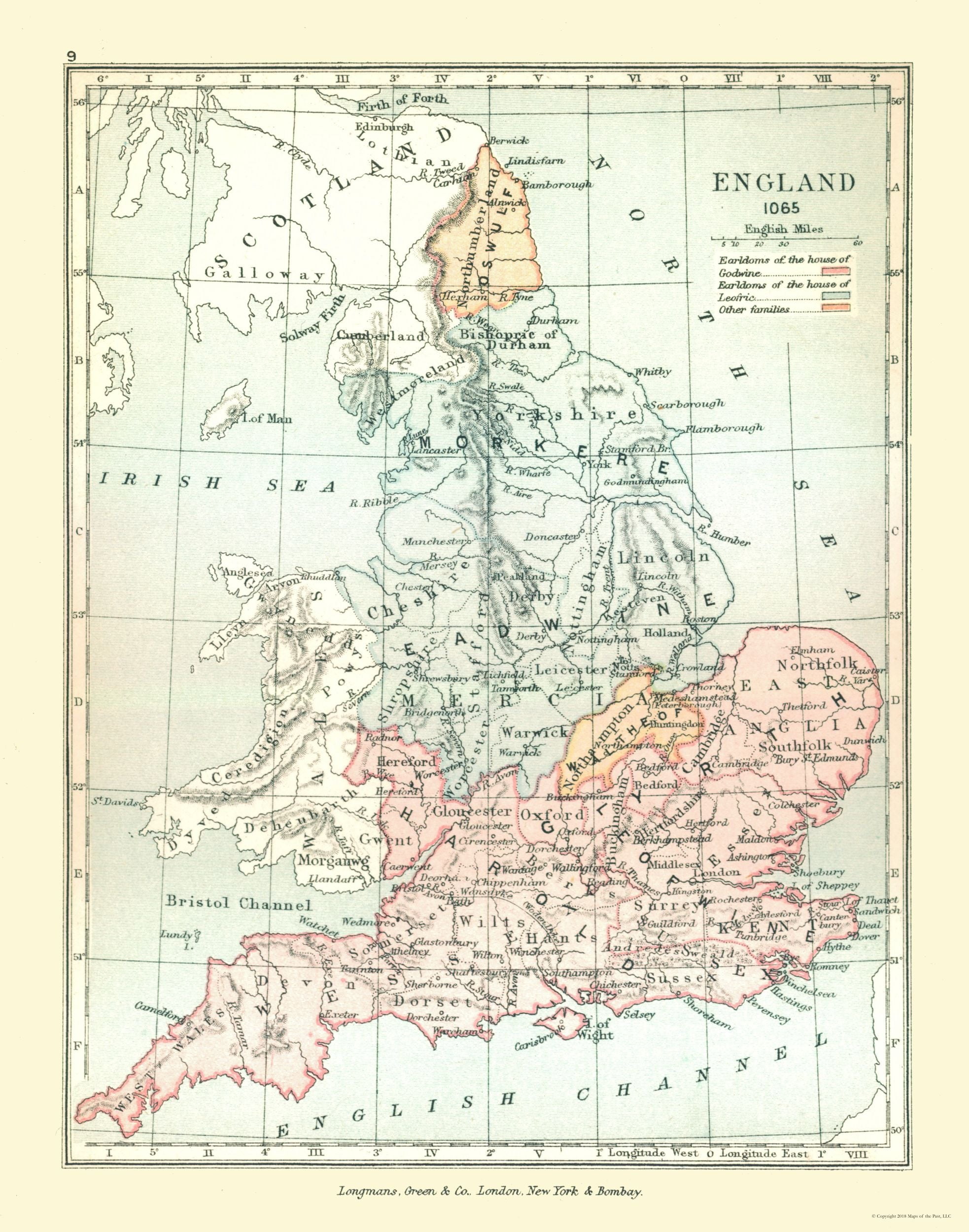 Historic Map - England 1065 - Gardiner 1902 - 23 x 29.25 - Vintage Wall ...