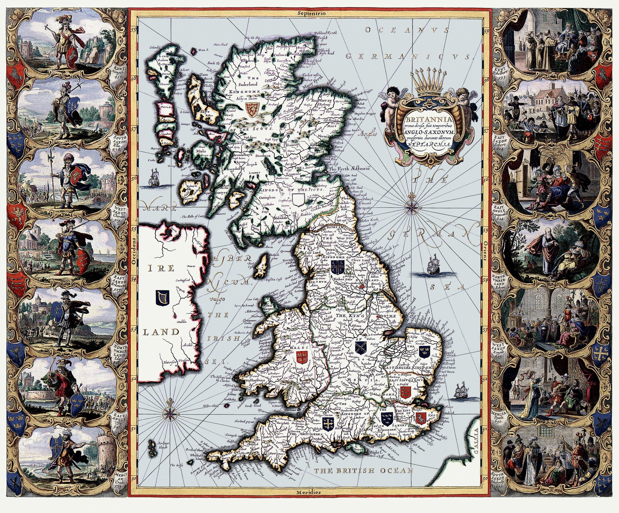 Historic Map - England Scotland Wales - Bleau 1645 - 27.75 x 23 ...