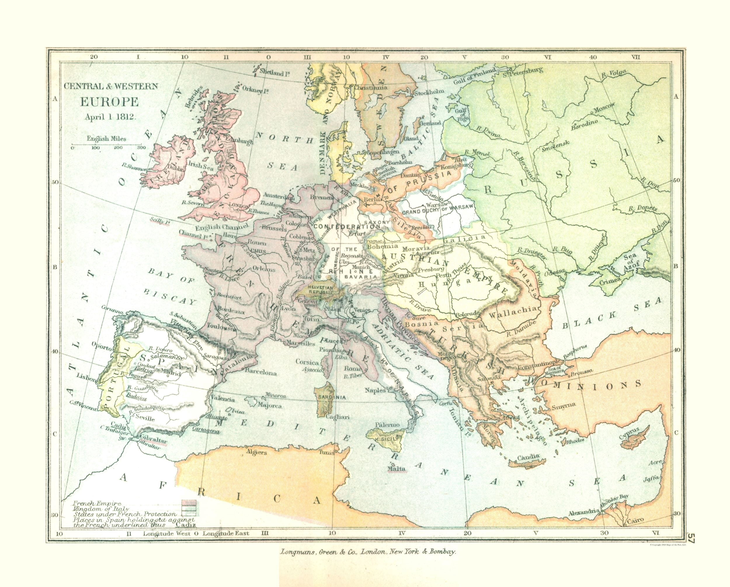 Historic Map - Europe 1812 - Gardiner 1902 - 28.60 x 23 - Vintage Wall ...