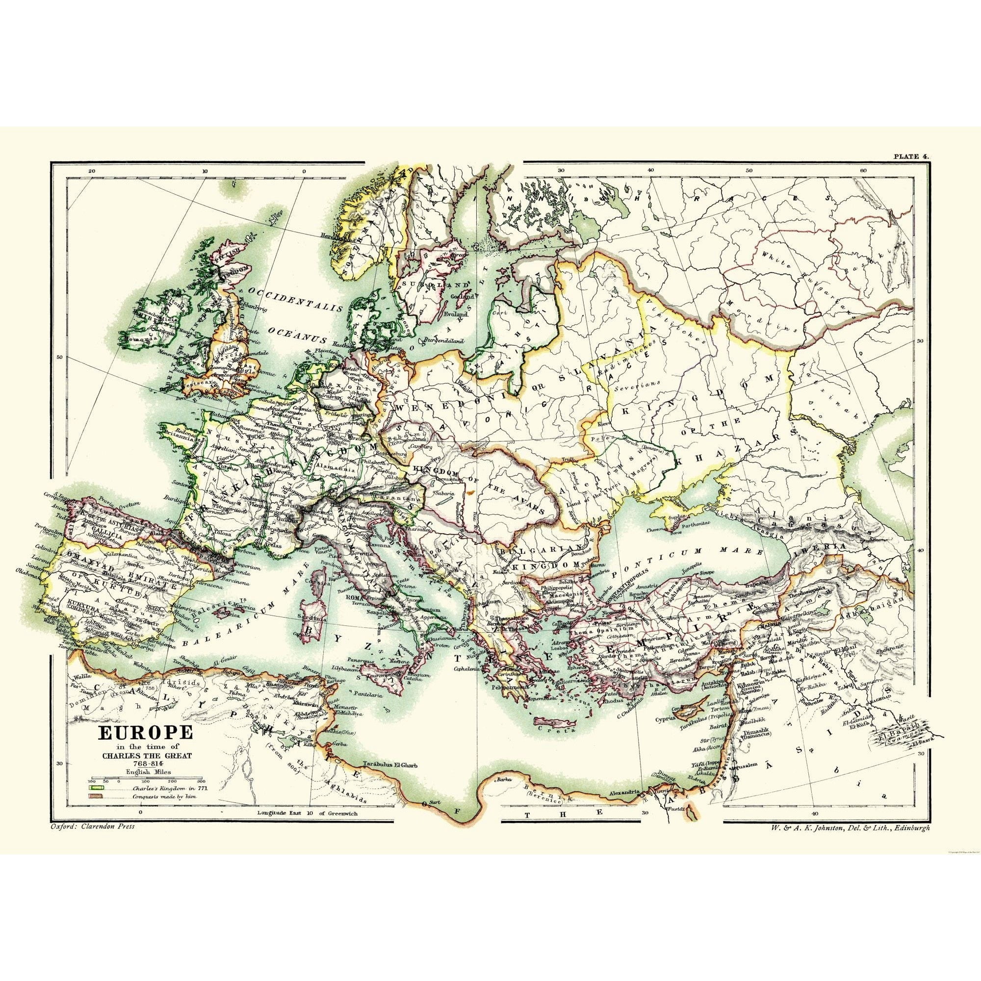 Historic Map - Europe 768-814 Charles the Great - Poole 1902 - 31.00 x ...