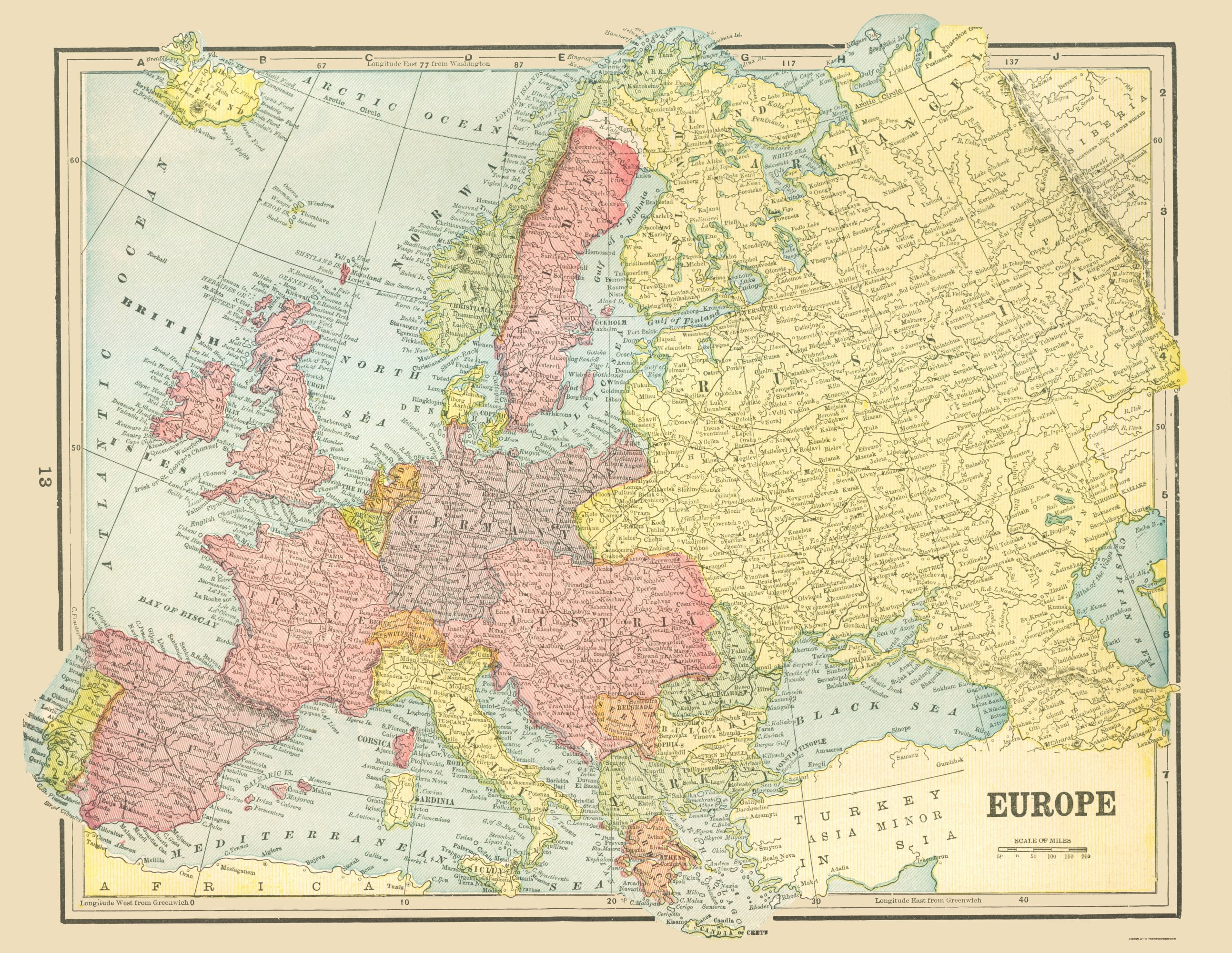 Historic Map - Europe - Cram 1898 - 23 x 29.74 - Vintage Wall Art ...