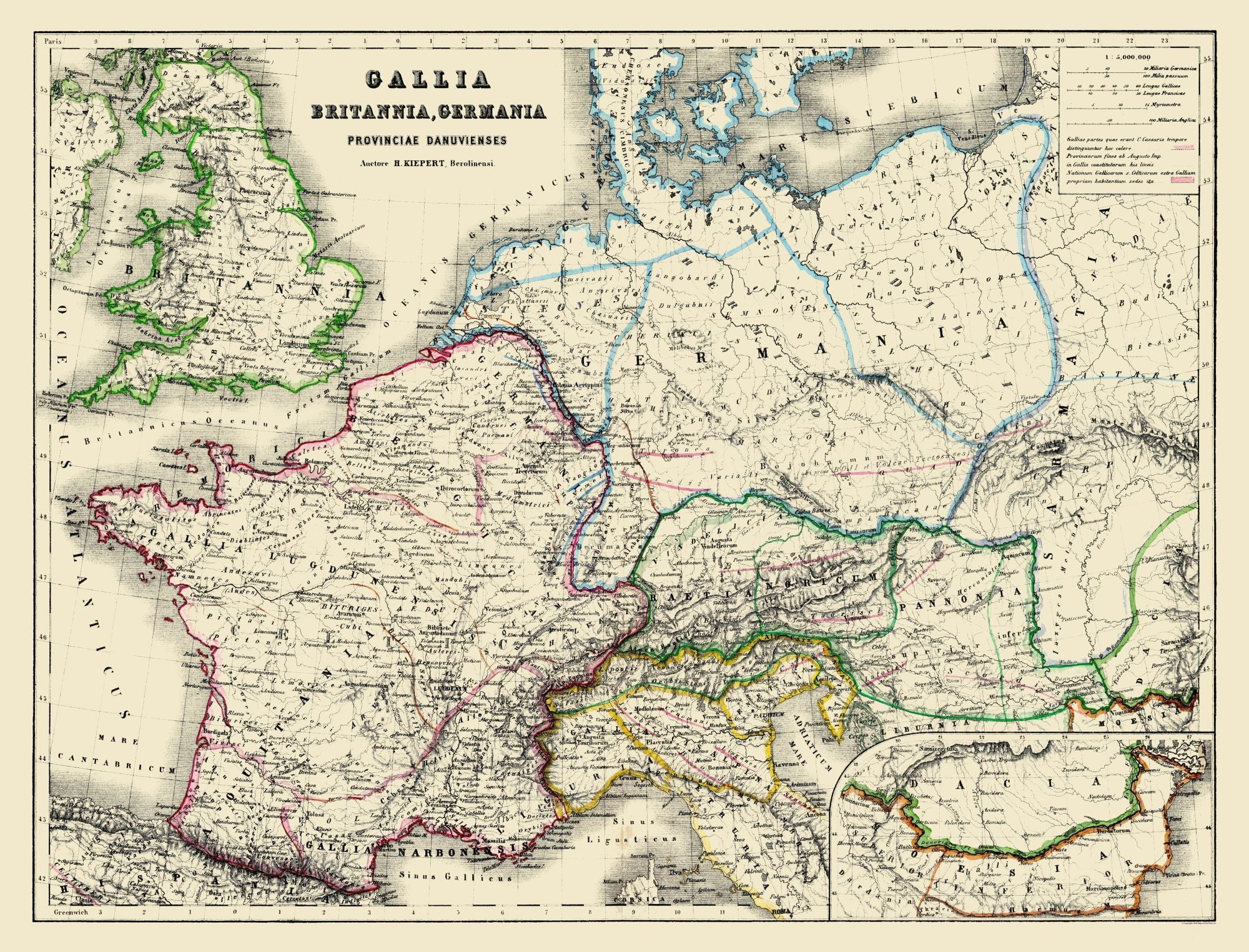Historic Map - Europe France Britain Germany - Kiepert 1903 - 30.16 x ...