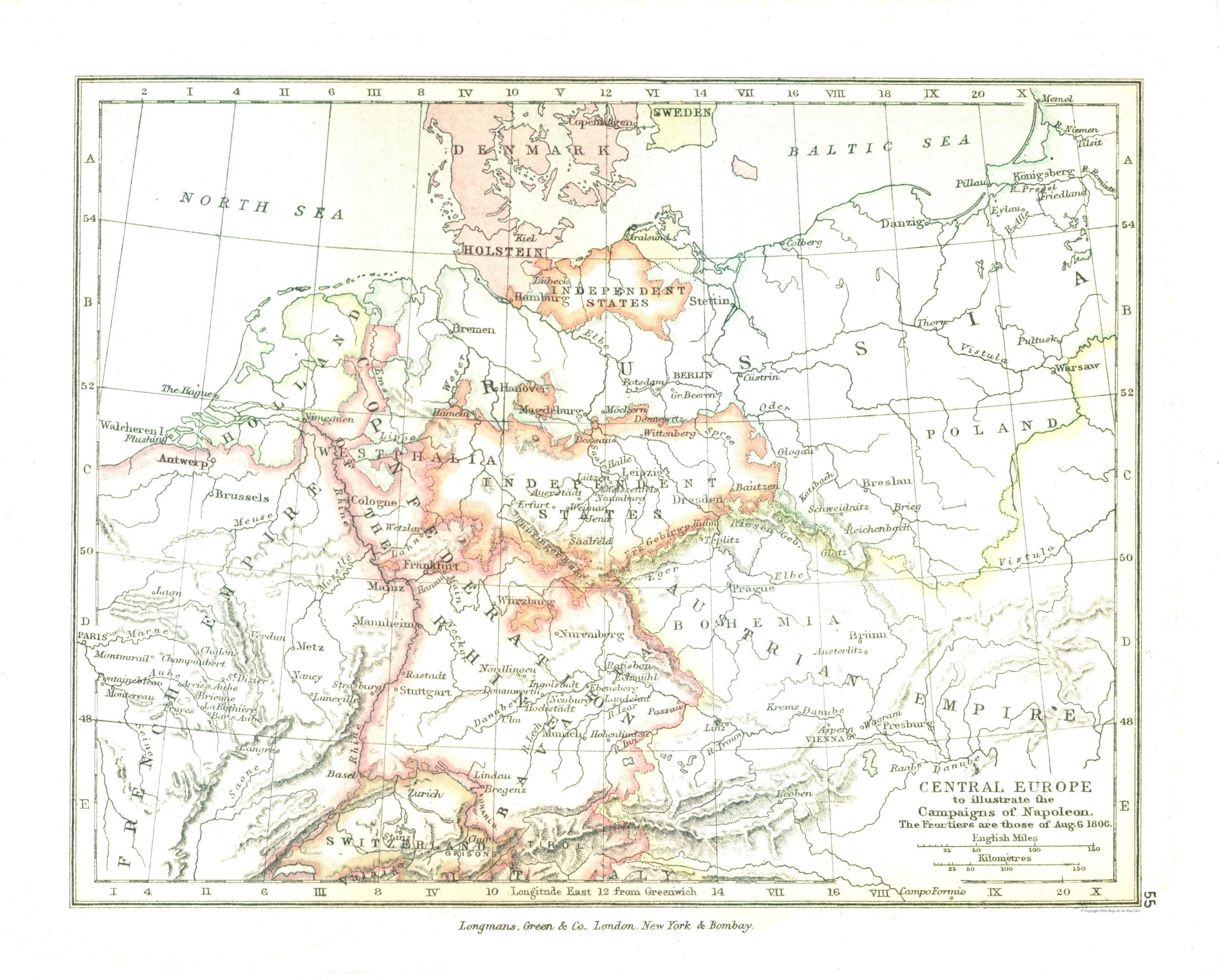 Historic Map - Europe Napoleonic Campaigns 1806 - Gardiner 1902 ...