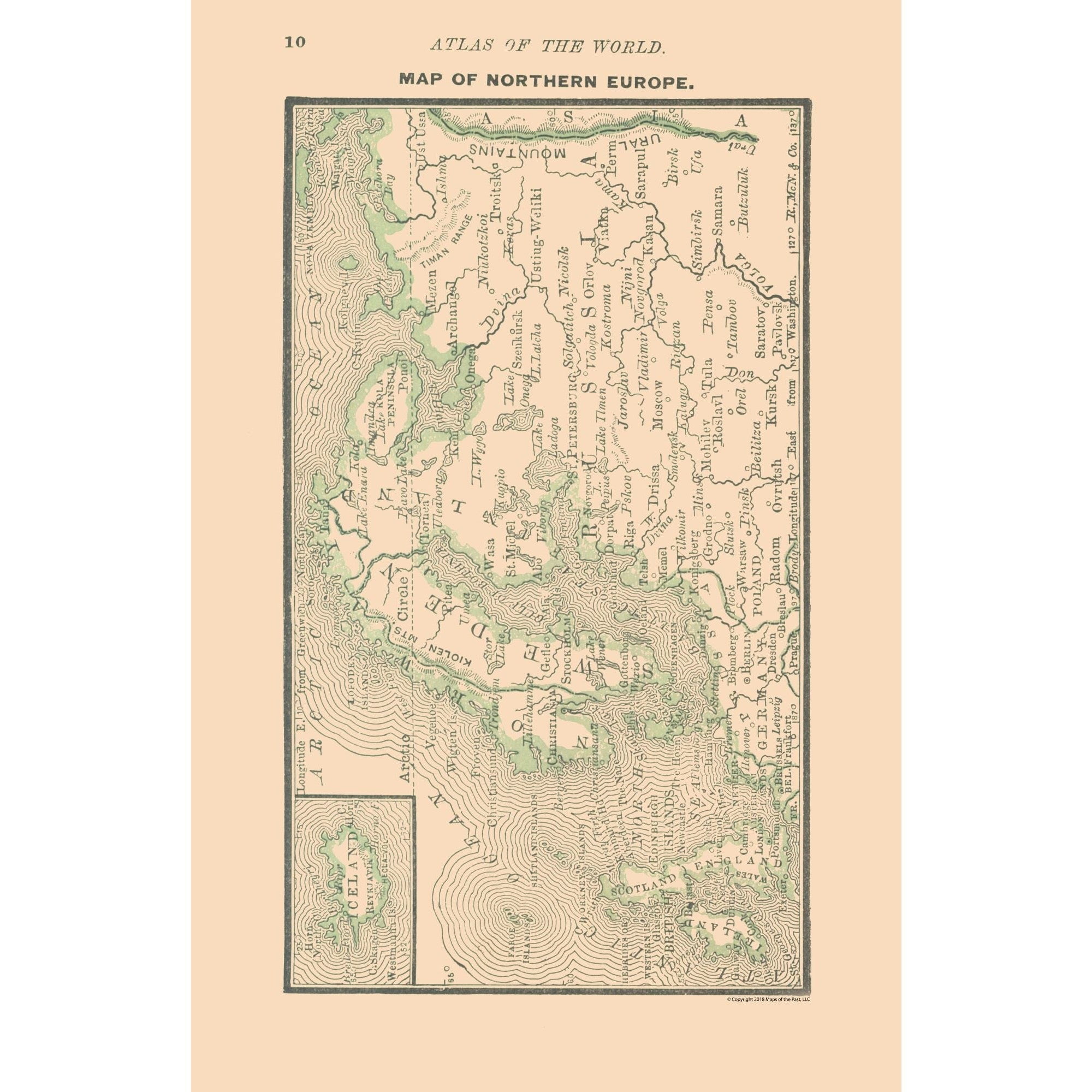 Historic Map - Europe Northern - Alden 1886 - 23 x 35.36 - Vintage Wall ...
