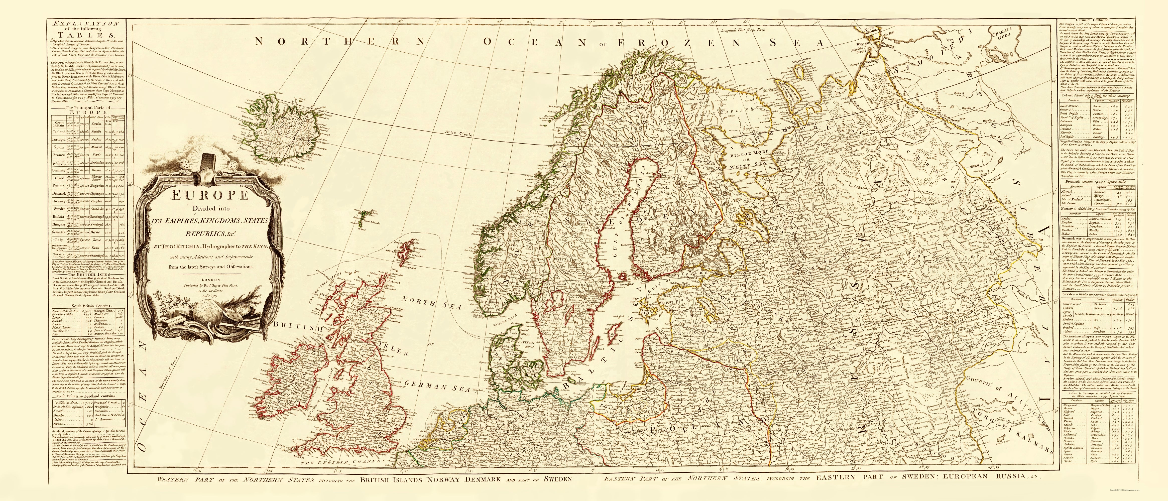 Historic Map - Europe Northern - Sayer 1787 - 23 x 53.61 - Vintage Wall ...