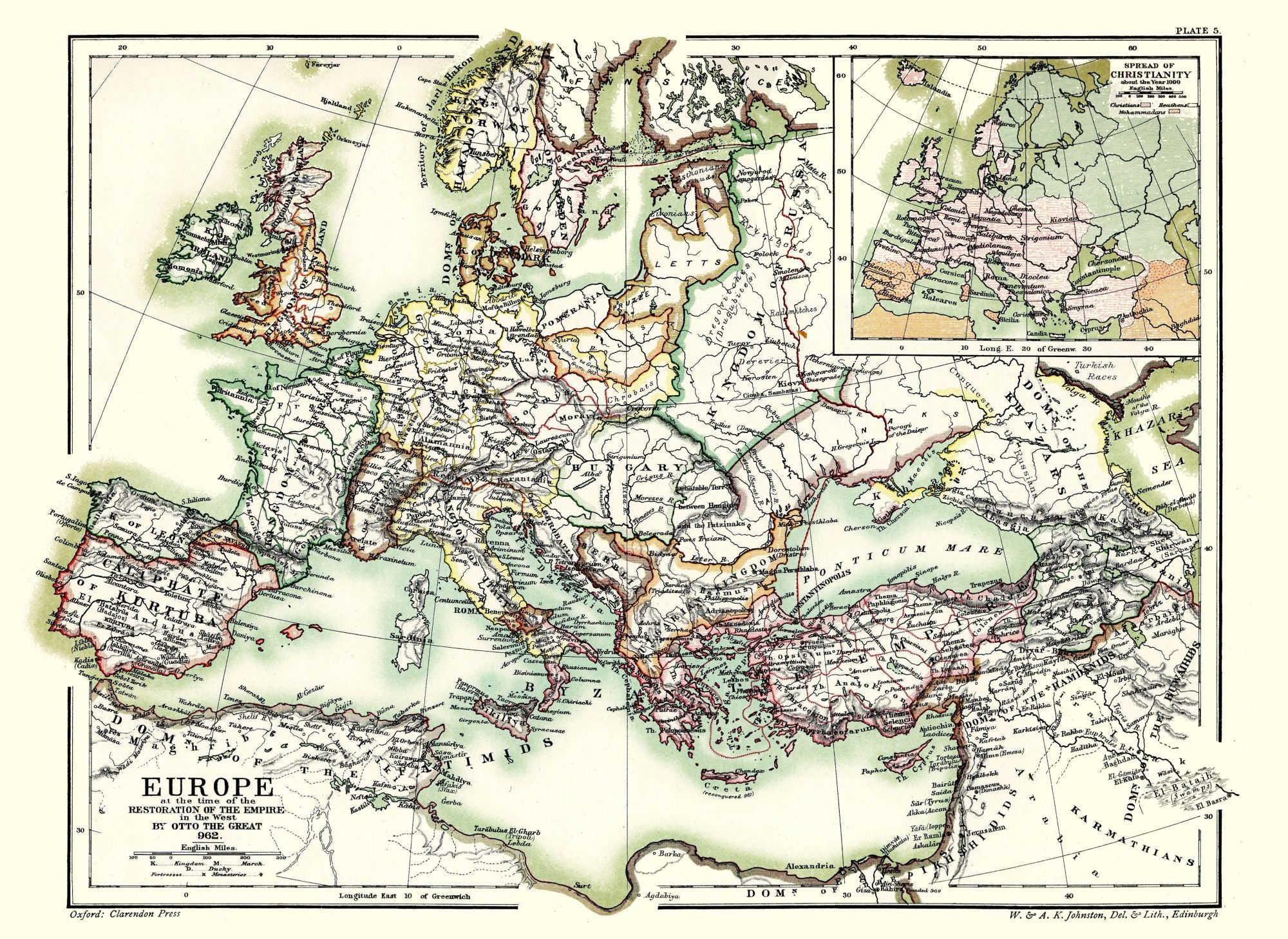 Historic Map - Europe Otto the Great 962 - Poole 1902 - 31.58 x 23 ...