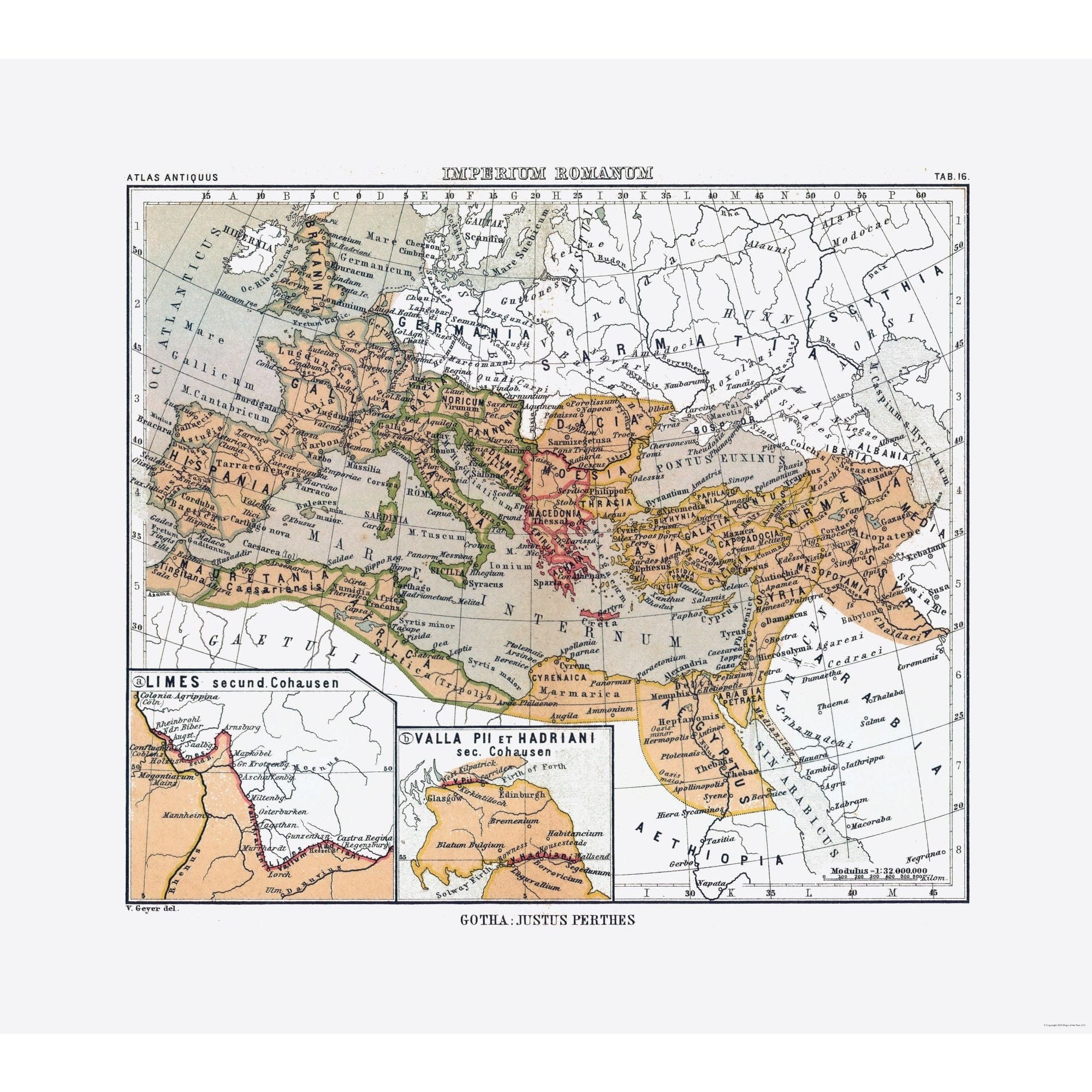 Historic Map - Europe Roman Empire - Perthes 1896 - 25.77 x 23 ...
