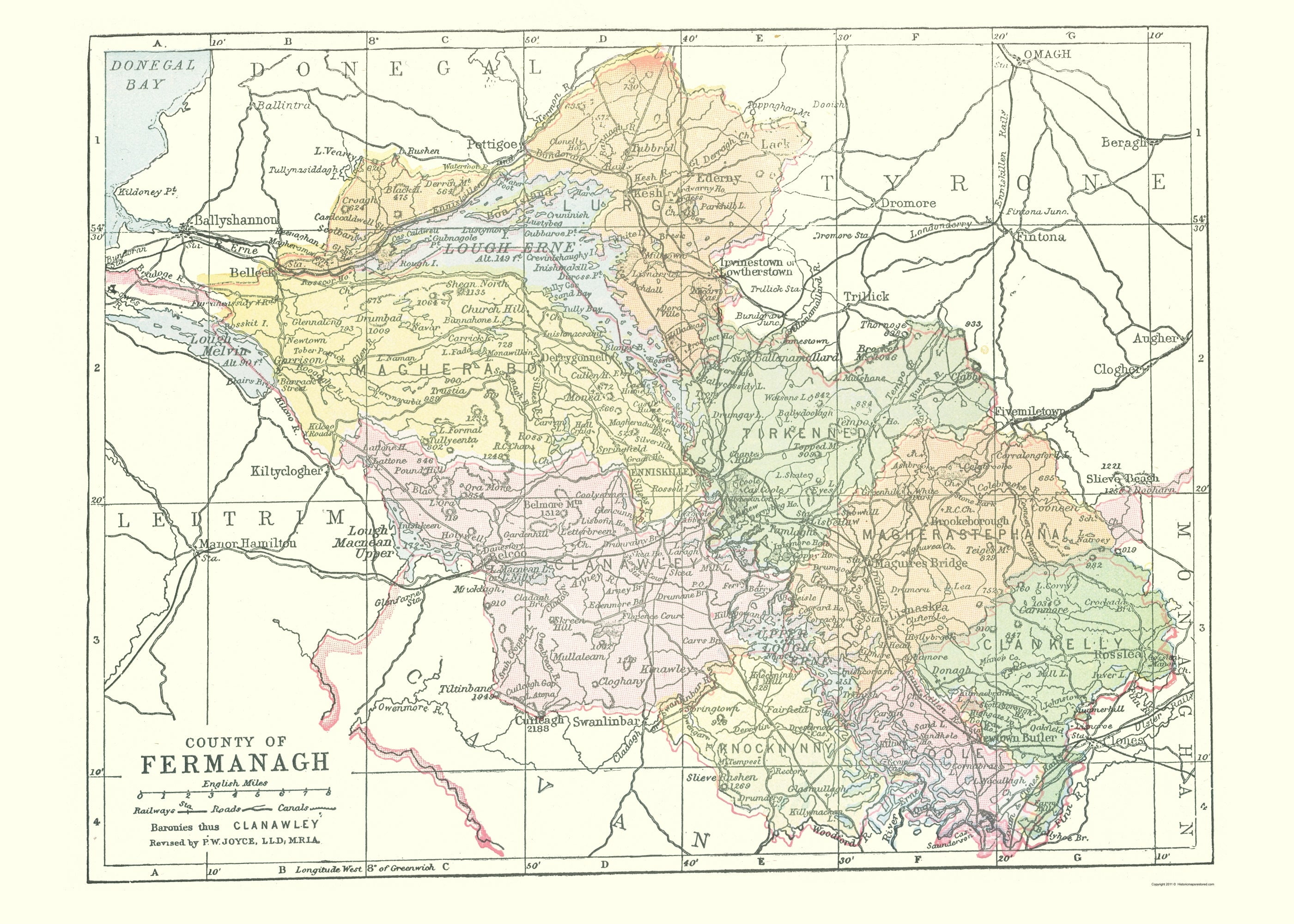 Historic Map - Fermanagh County Ireland - Bartholomew 1882 - 23 x 32.21 ...