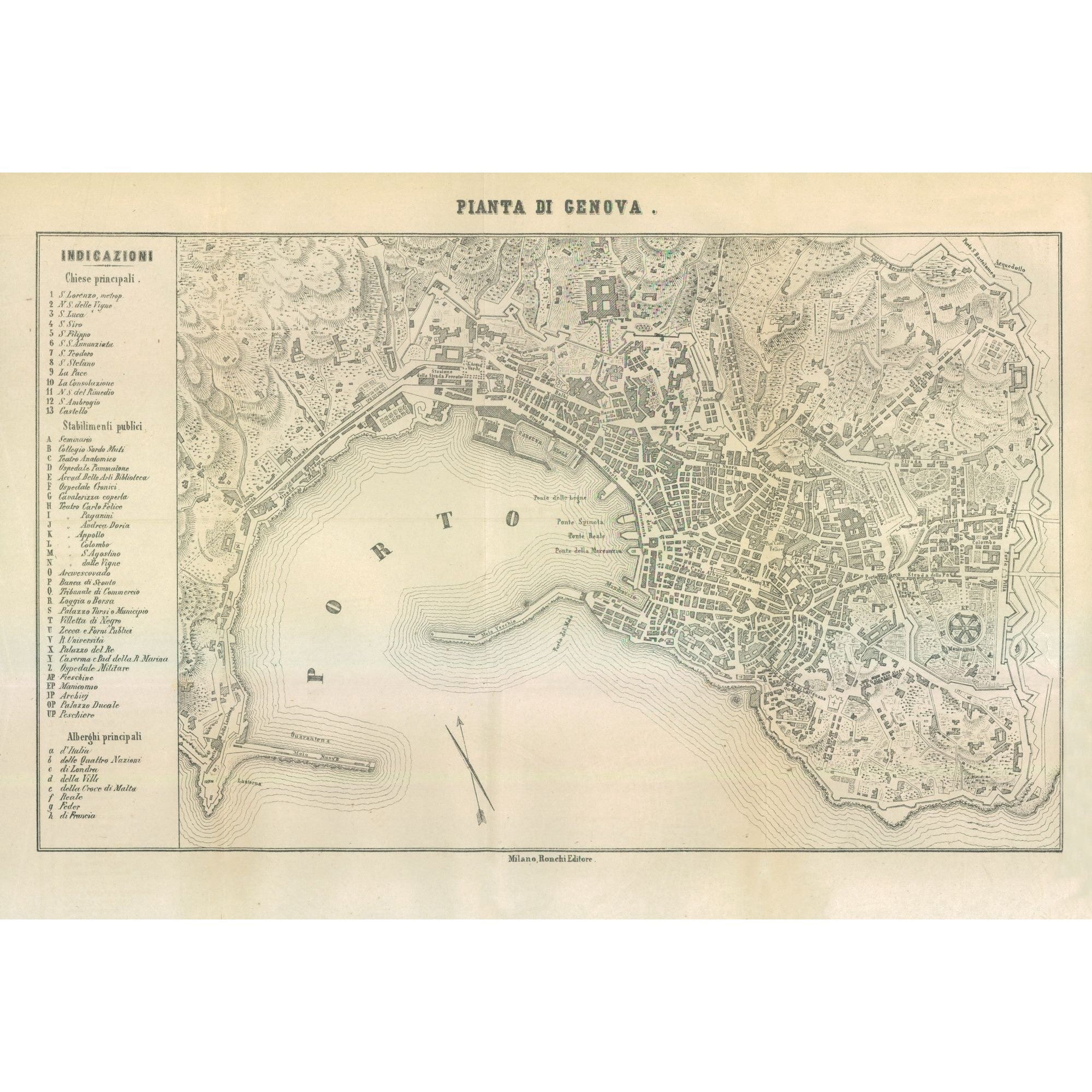 Historic Map - Genova Italy - Castro 1870 - 33.63 x 23 - Vintage Wall ...