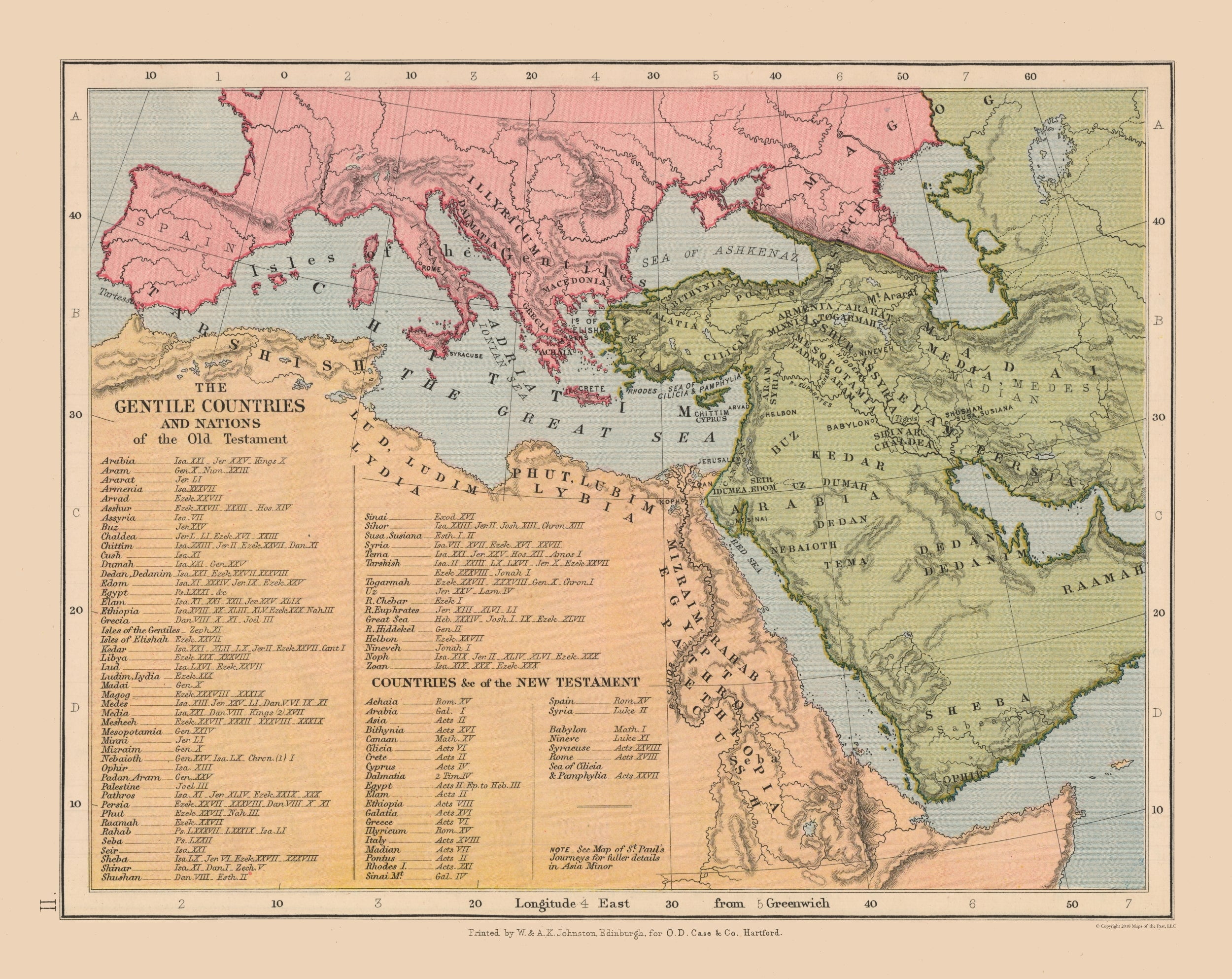 Historic Map - Gentile Countries Old Testament - Case 1878 - 28.97 x 23 ...
