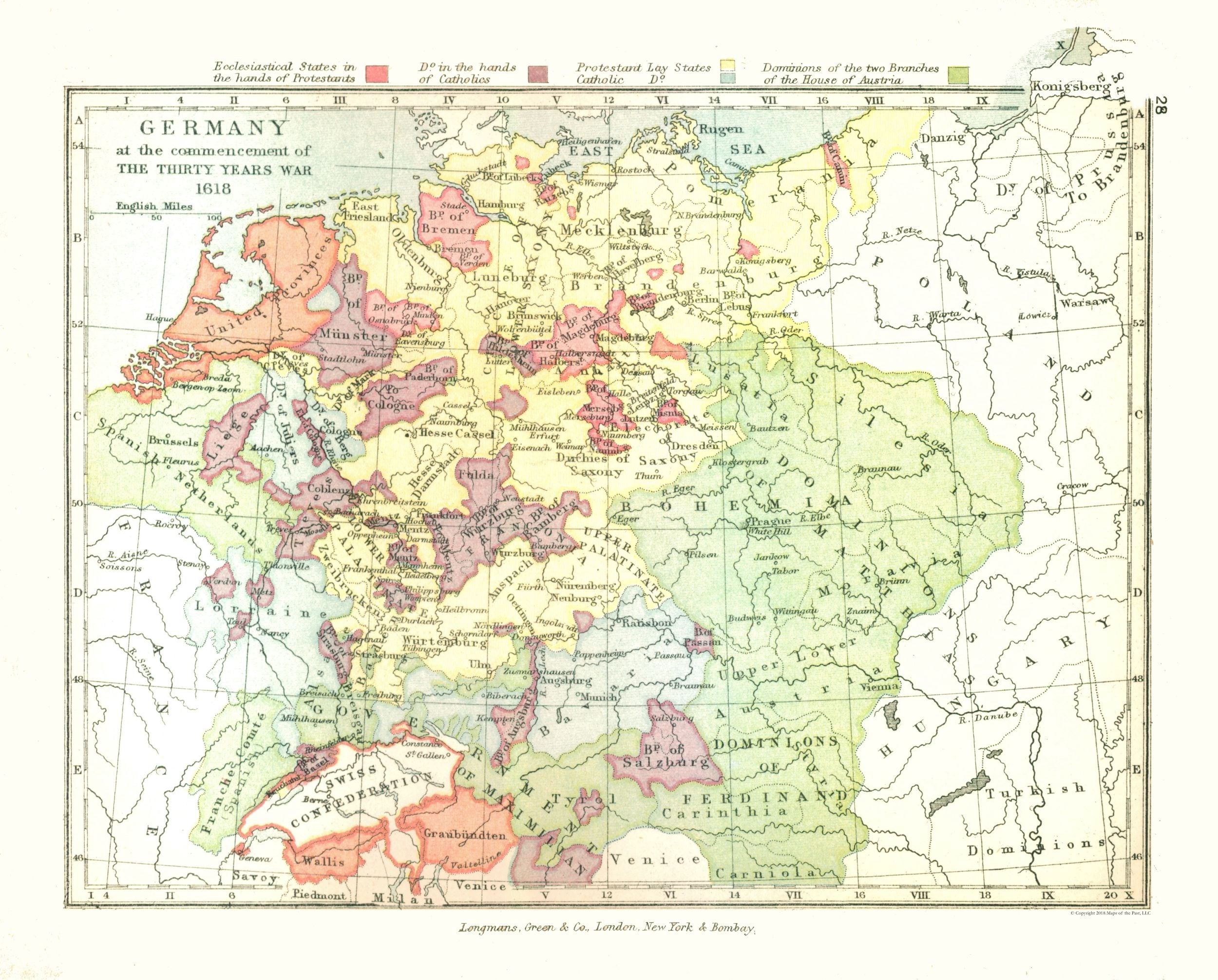 Historic Map - Germany 1618 - Gardiner 1902 - 23 x 38.74 - Vintage Wall ...