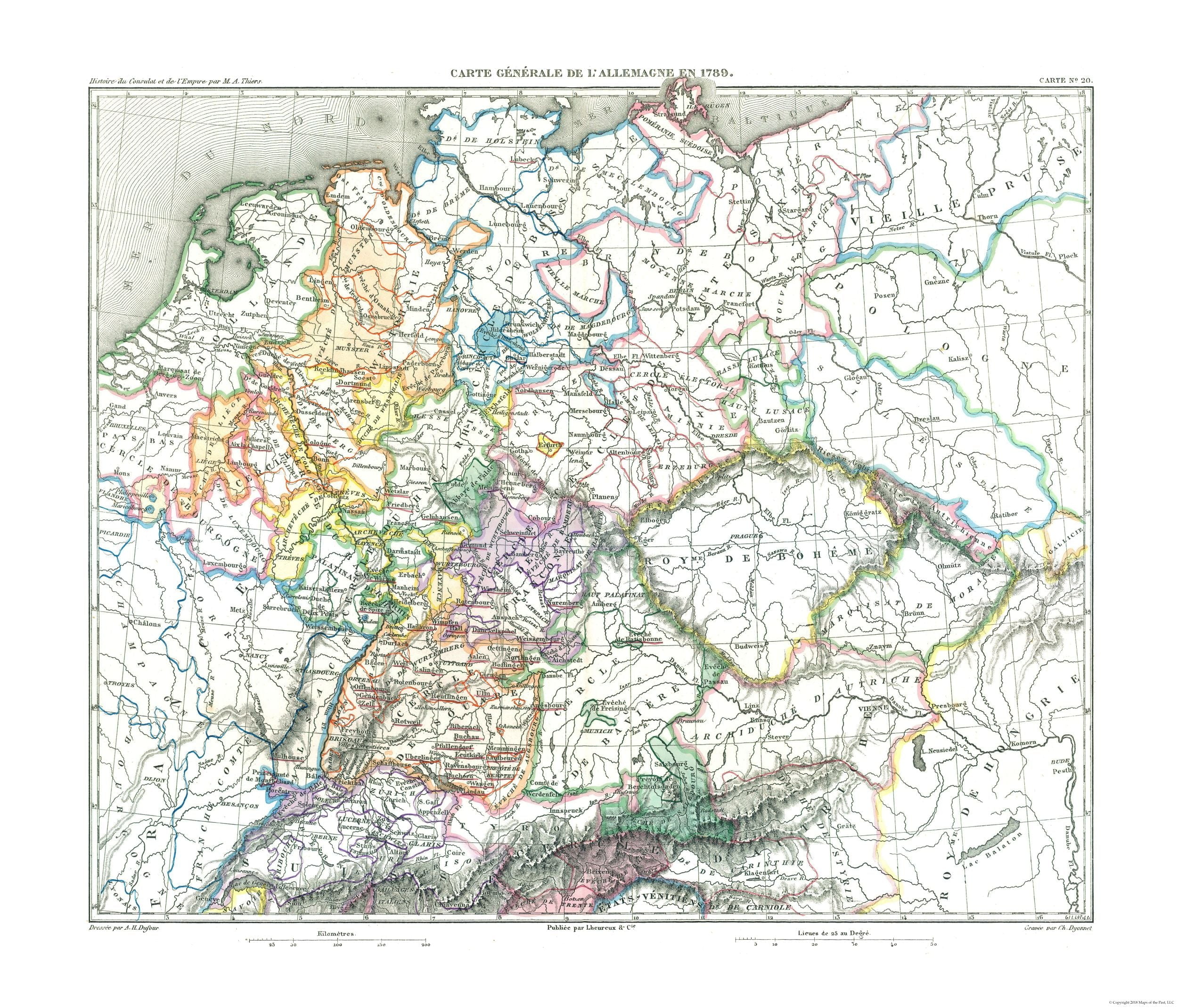 Historic Map - Germany 1789 - Thiers 1866 - 26.89 x 23 - Vintage Wall ...