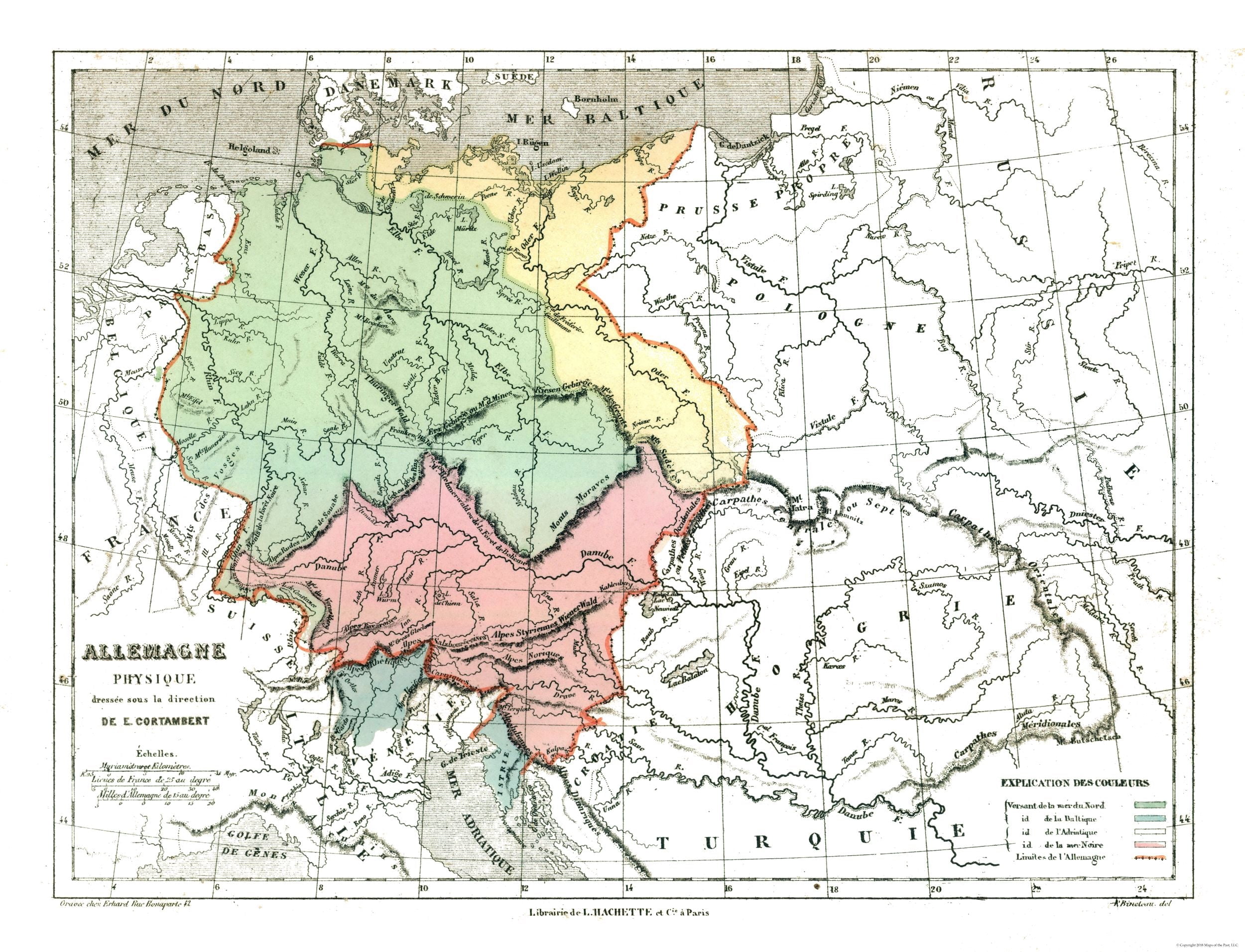 Historic Map - Germany Physical - Cortambert 1880 - 30.07 x 23 ...