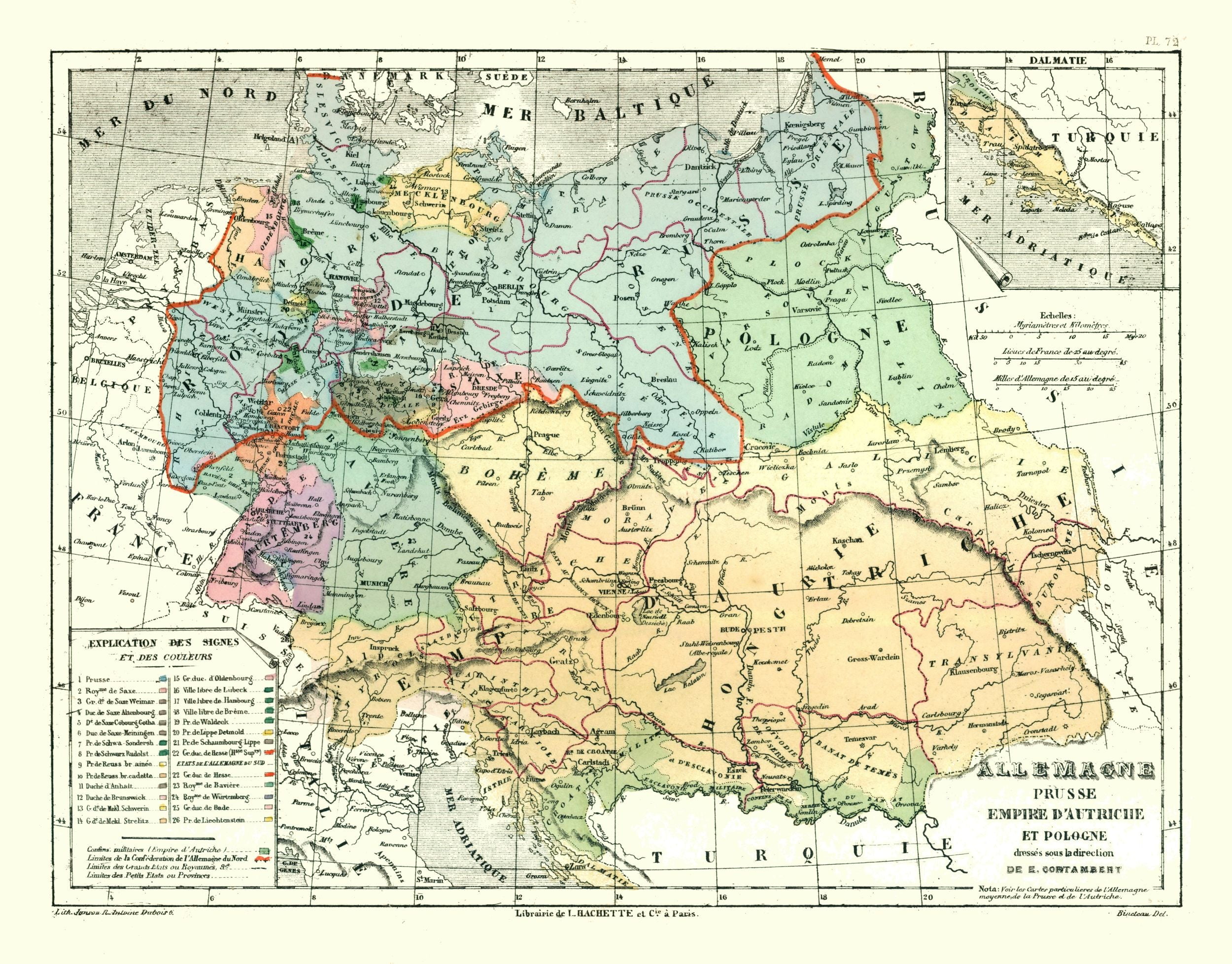 Historic Map - Germany Prussia Poland Austria - Cortambert 1880 - 29.40 ...