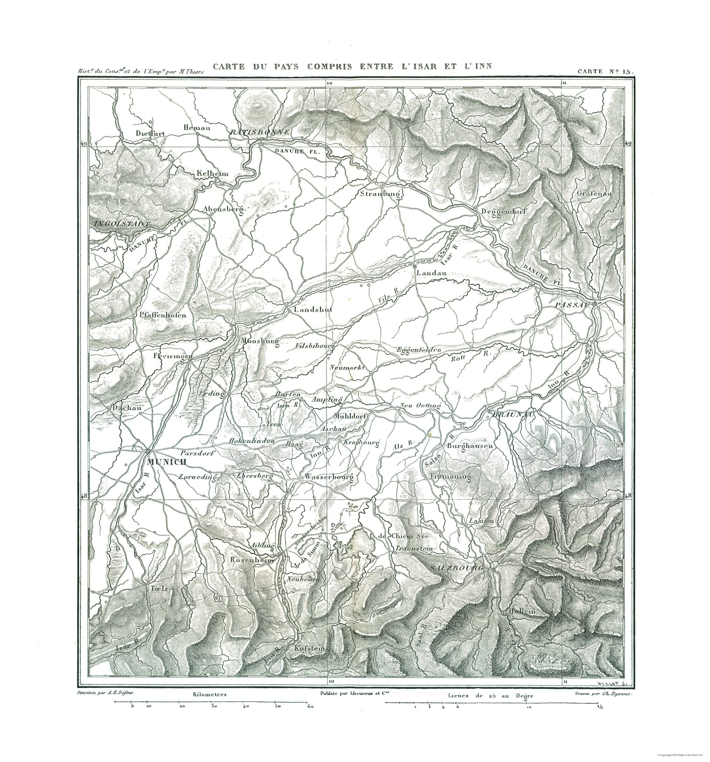Historic Map - Germany South - Thiers 1866 - 23 x 24.69 - Vintage Wall ...