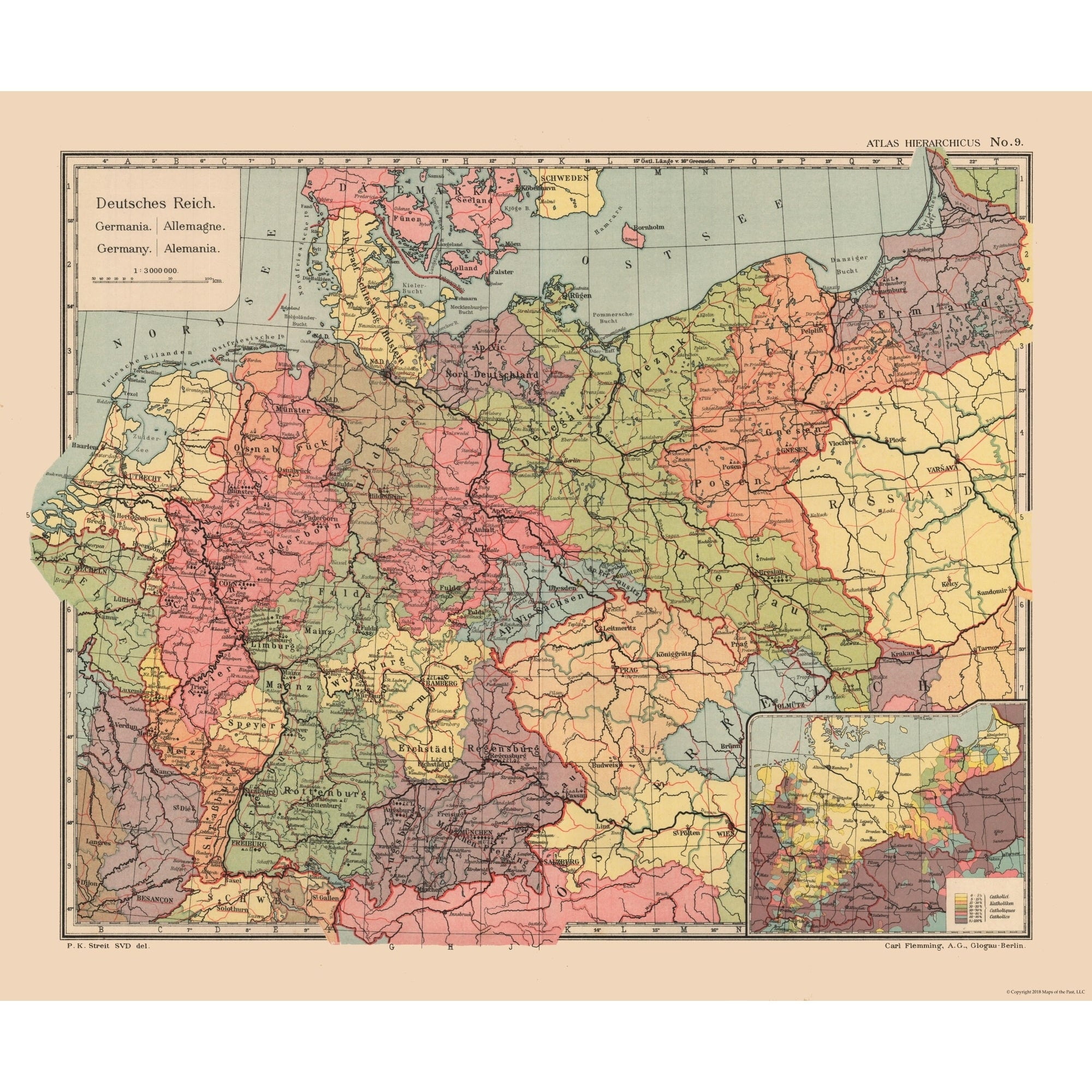 Historic Map - Germany - Streit 1913 - Vintage Wall Art - Walmart.com