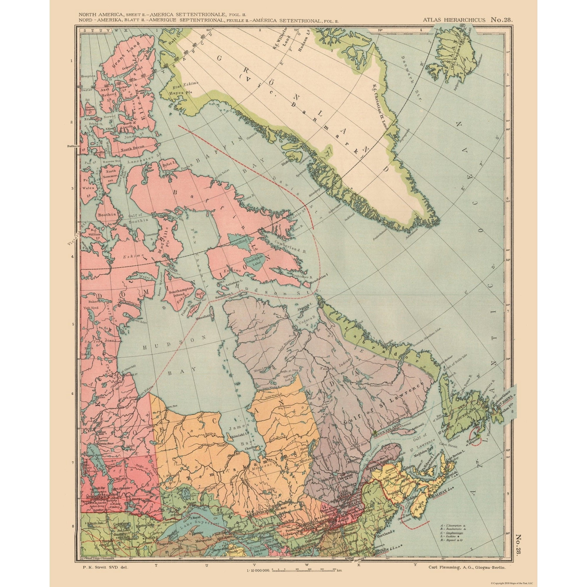 Historic Map - Greenland Denmark Canada - Streit 1913 - Vintage Wall ...