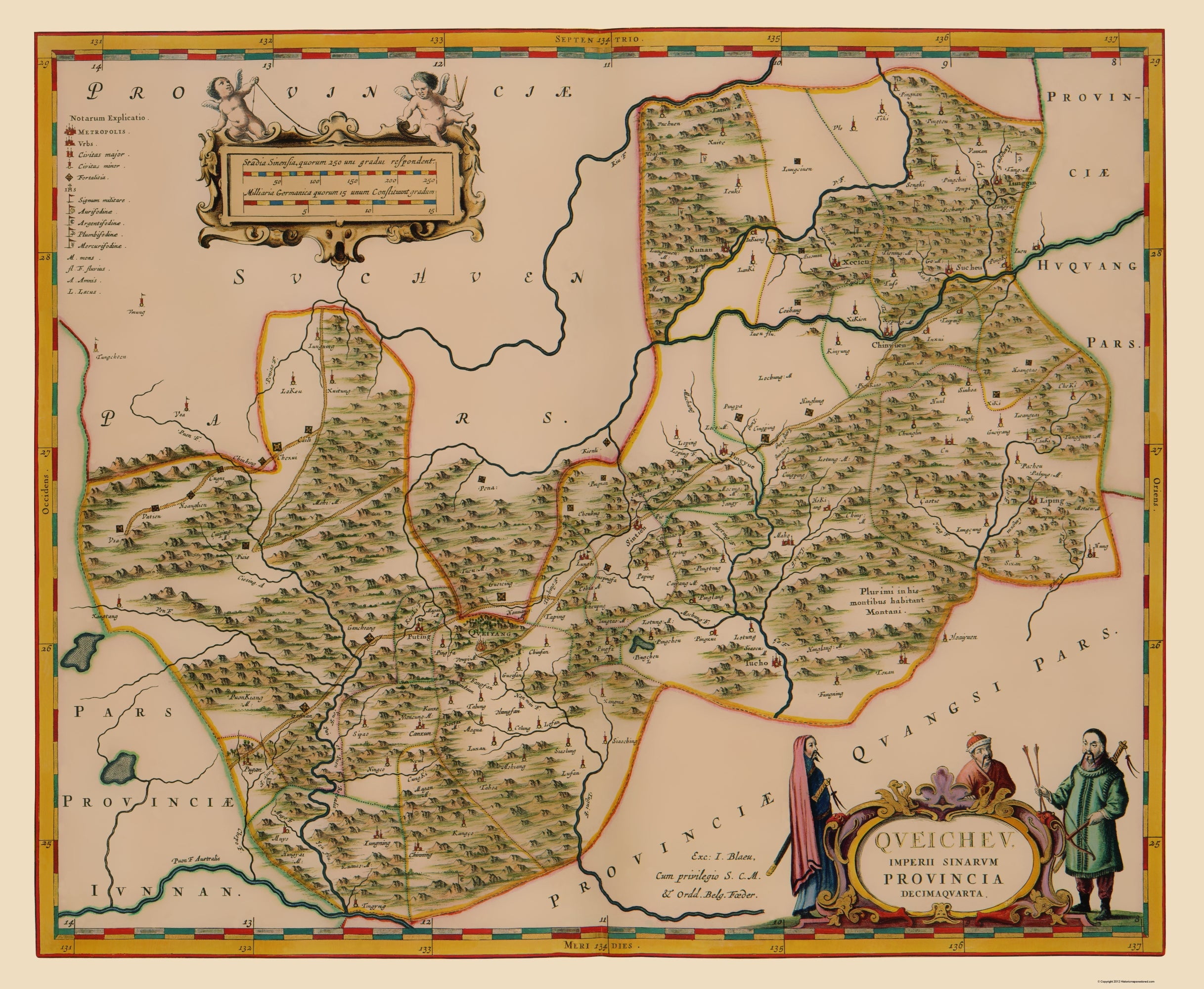 Historic Map - Guizhou Province China - Blaeu 1655 - 23 x 28.00 ...