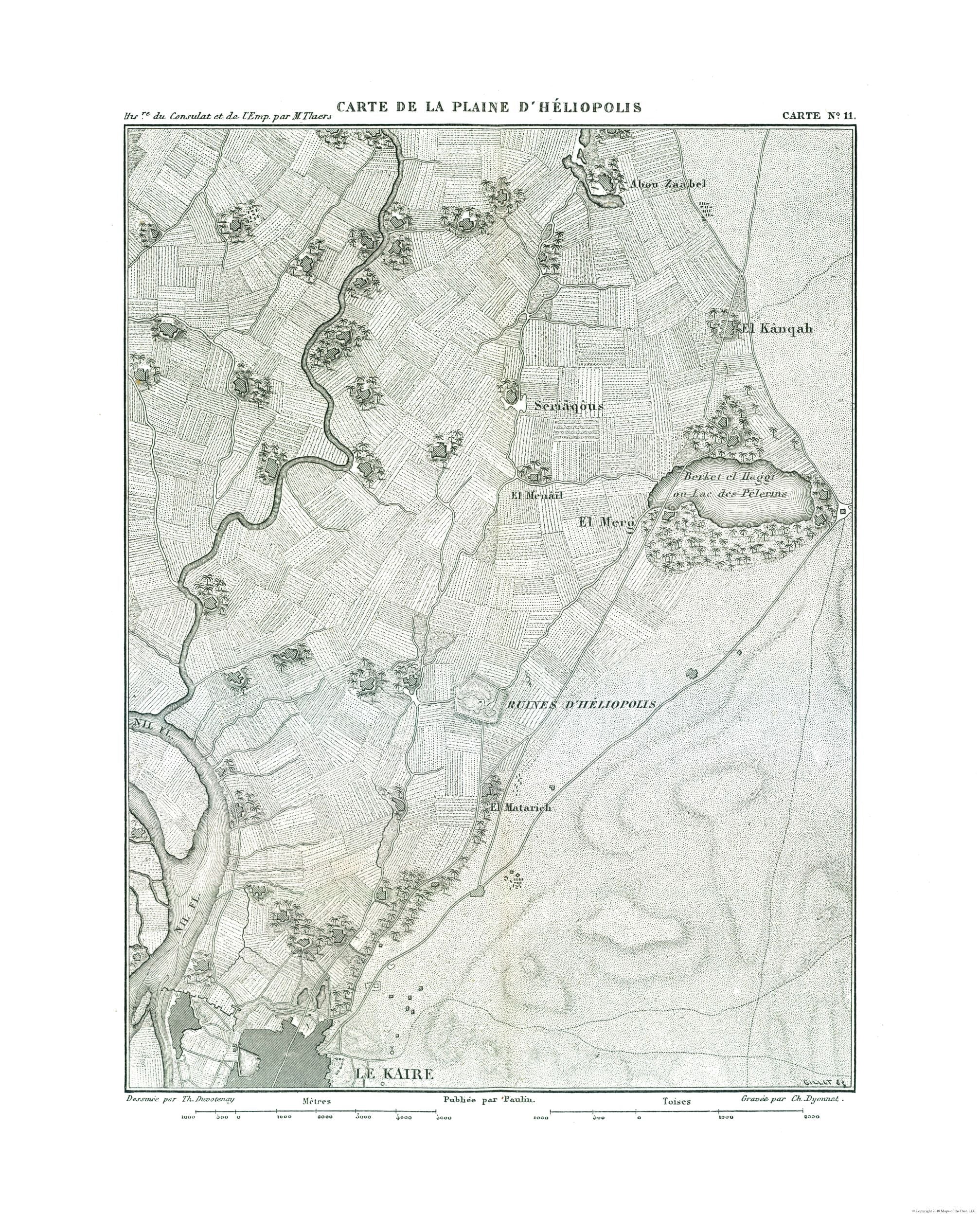 Historic Map - Heliopolis Egypt - Thiers 1866 - 23 x 28.53 - Vintage ...