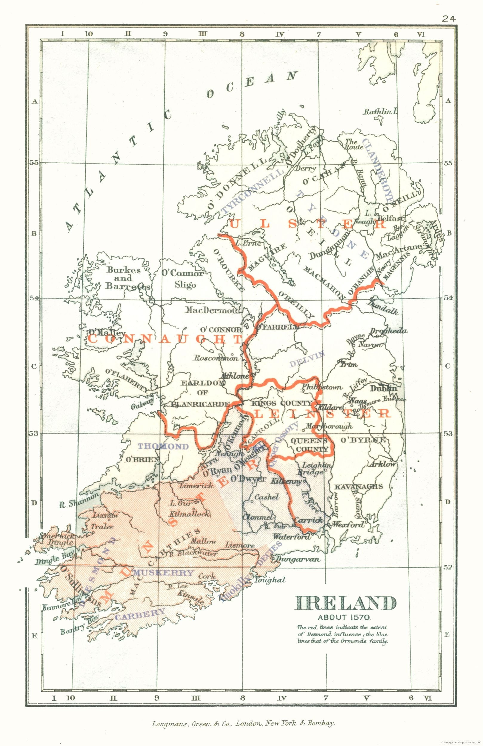 Historic Map - Ireland 1570 - Gardiner 1902 - 23 x 35.54 - Vintage Wall ...