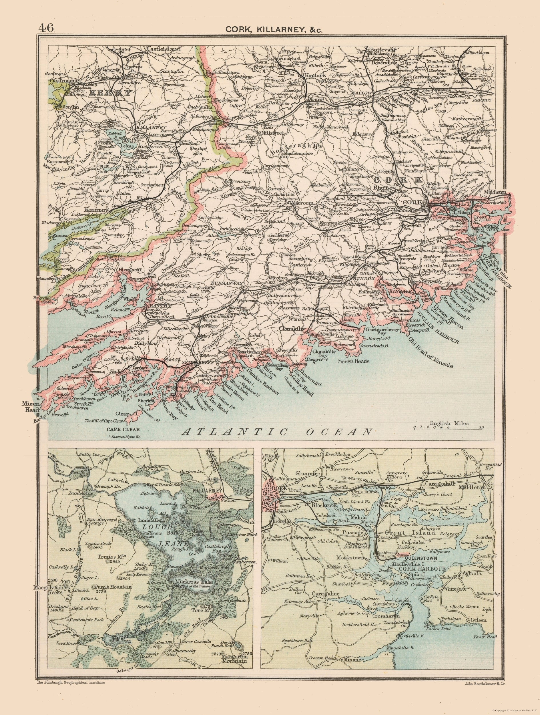 Historic Map - Ireland Southern - Bartholomew 1892 - 23 x 30.44 ...