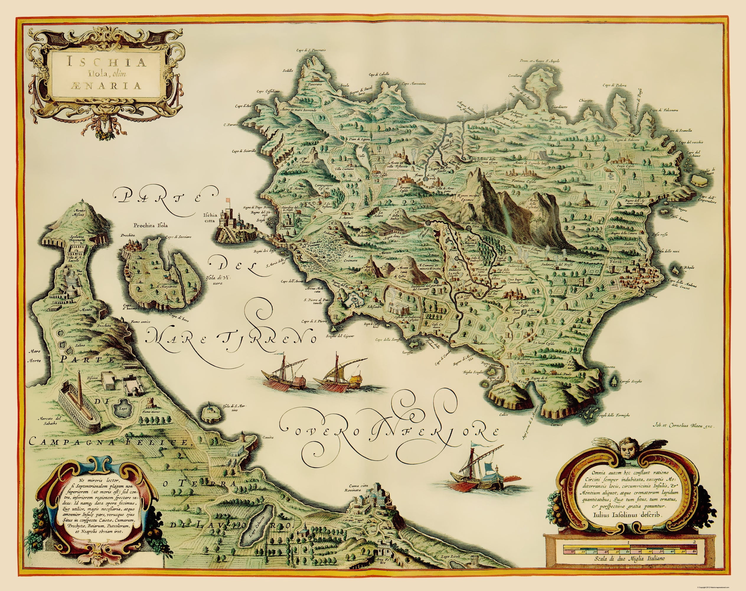 Historic Map - Ischia Italy - Blaeu 1640 - 23 x 29.06 - Vintage Wall ...