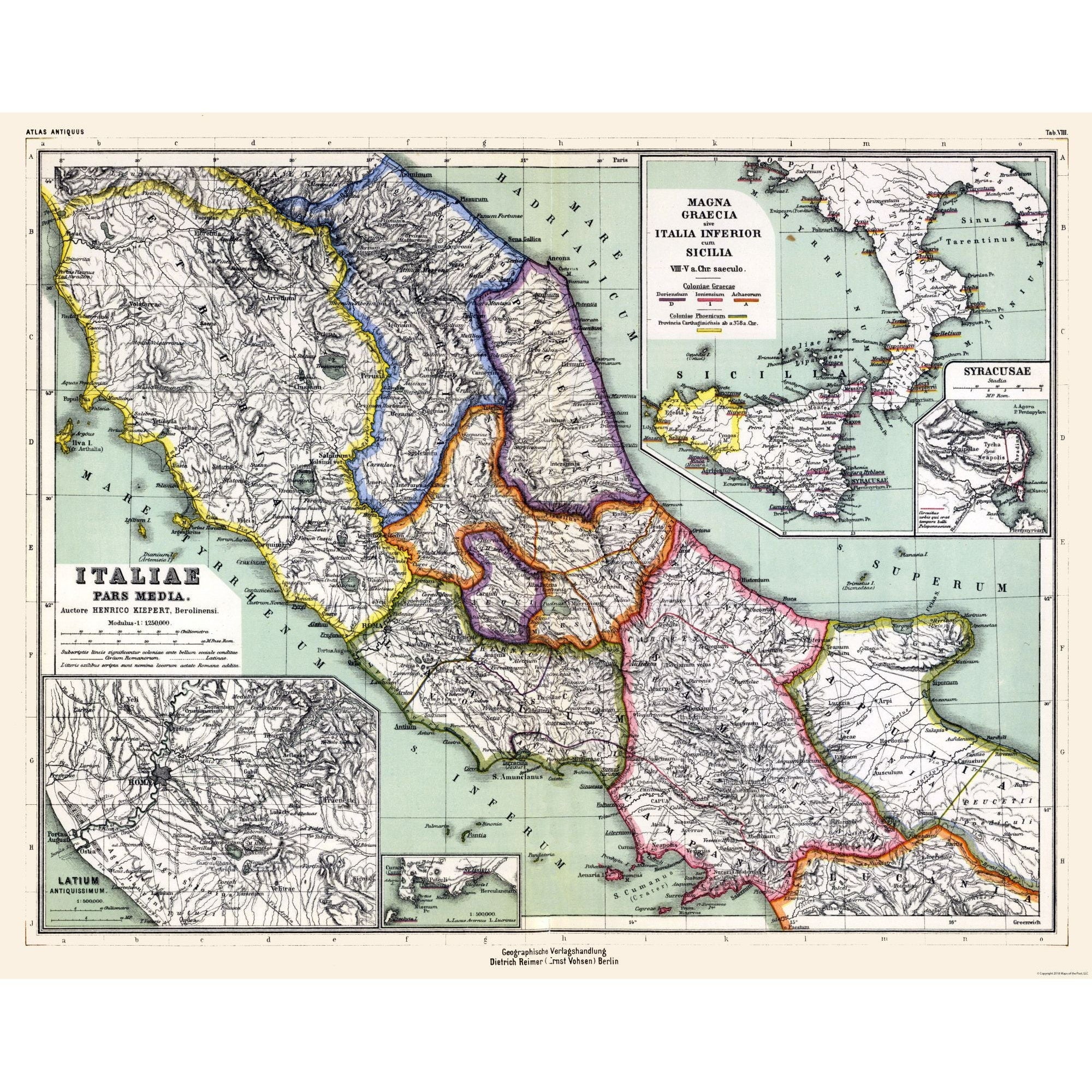 Historic Map - Italy Central - Kiepert 1903 - 28.99 x 23 - Vintage Wall ...